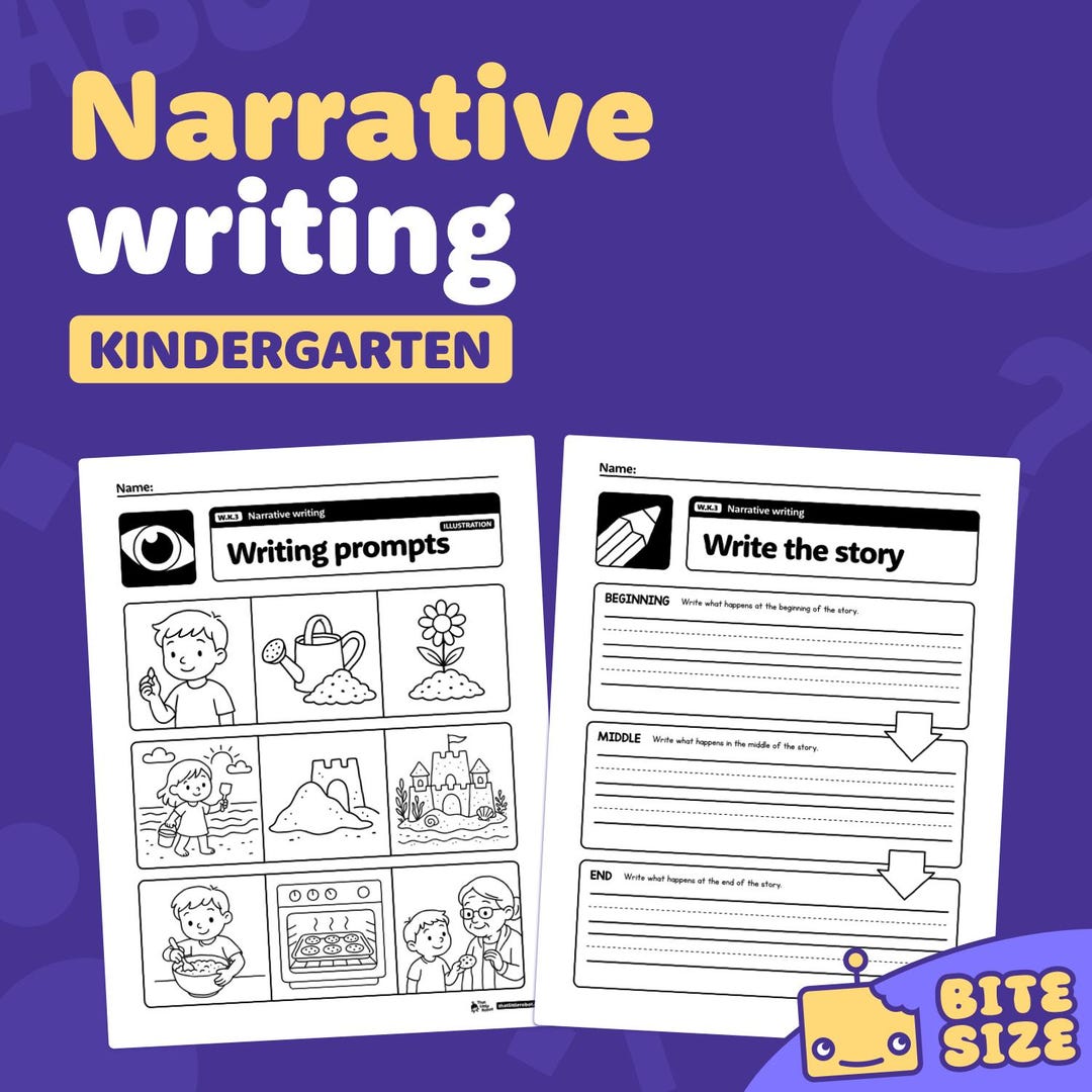 Narrative Writing Prompts Worksheets | Kindergarten Common Core ELA — W ...