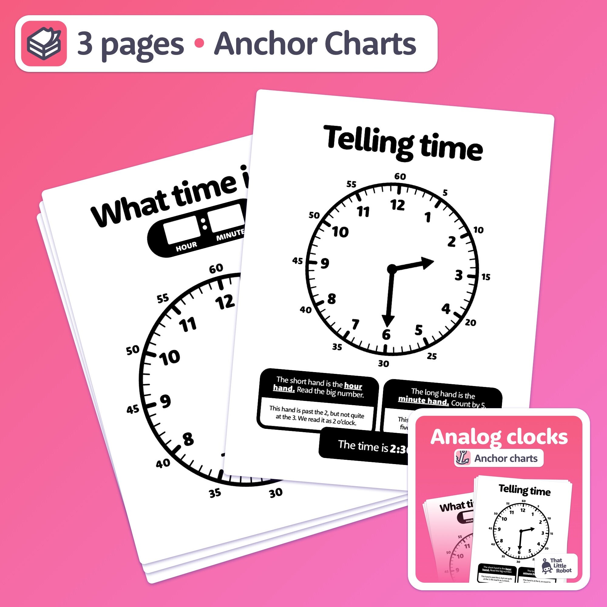 No Prep Analog Clocks Bundle | 1st, 3rd, 2nd Grade Telling Time ...