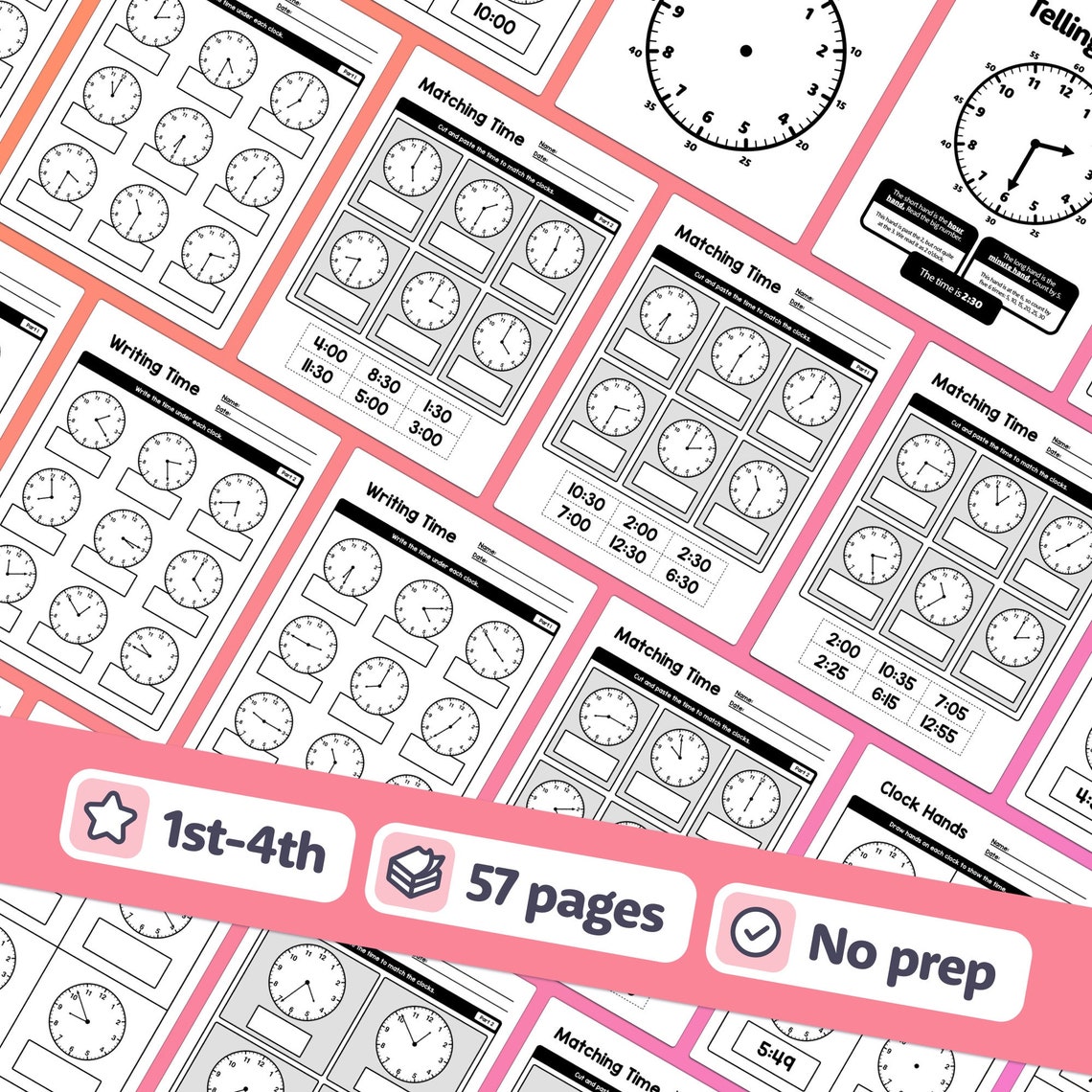 No Prep Analog Clocks Bundle | 1st, 3rd, 2nd Grade Telling Time ...