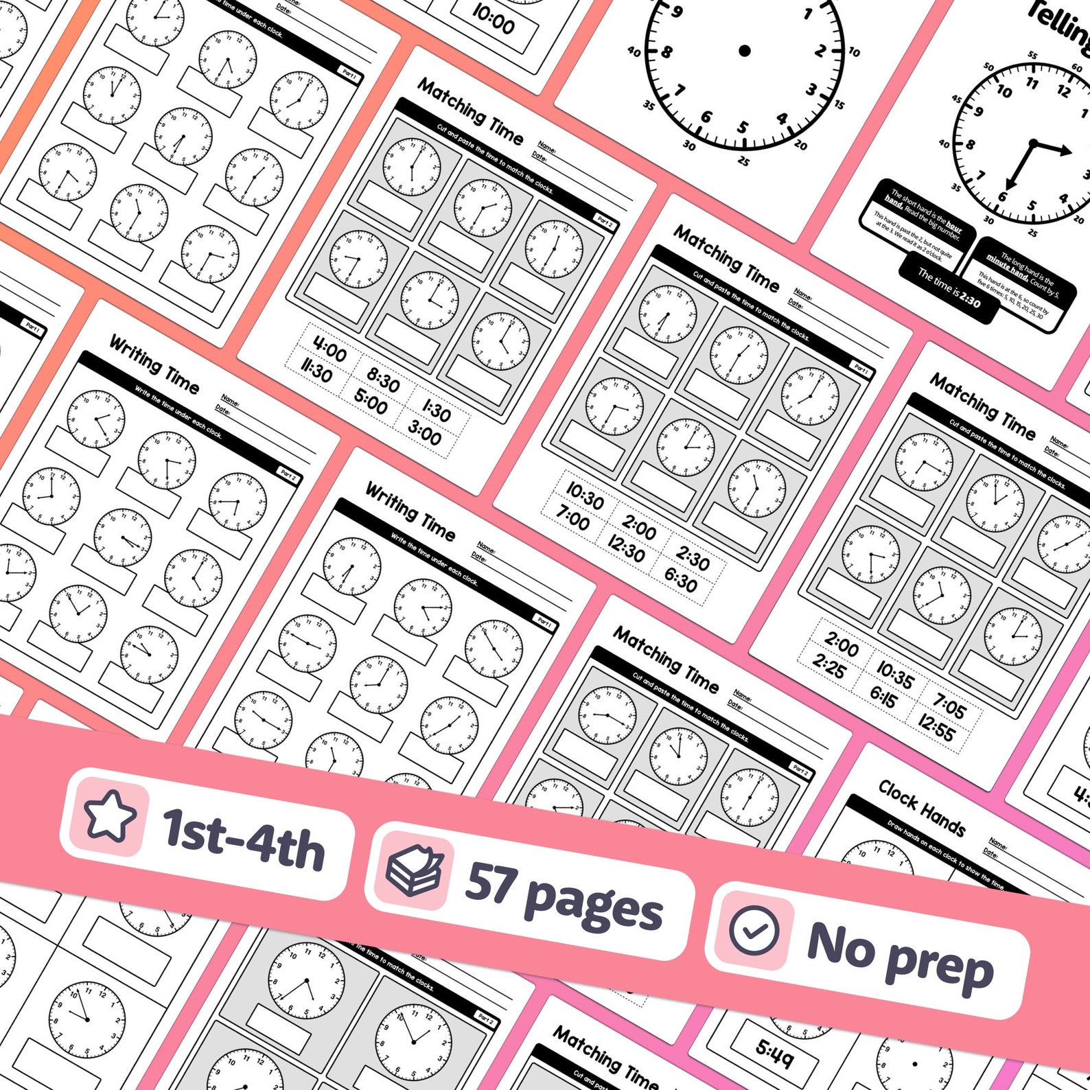 No Prep Analog Clocks Bundle | 1st, 3rd, 2nd Grade Telling Time ...