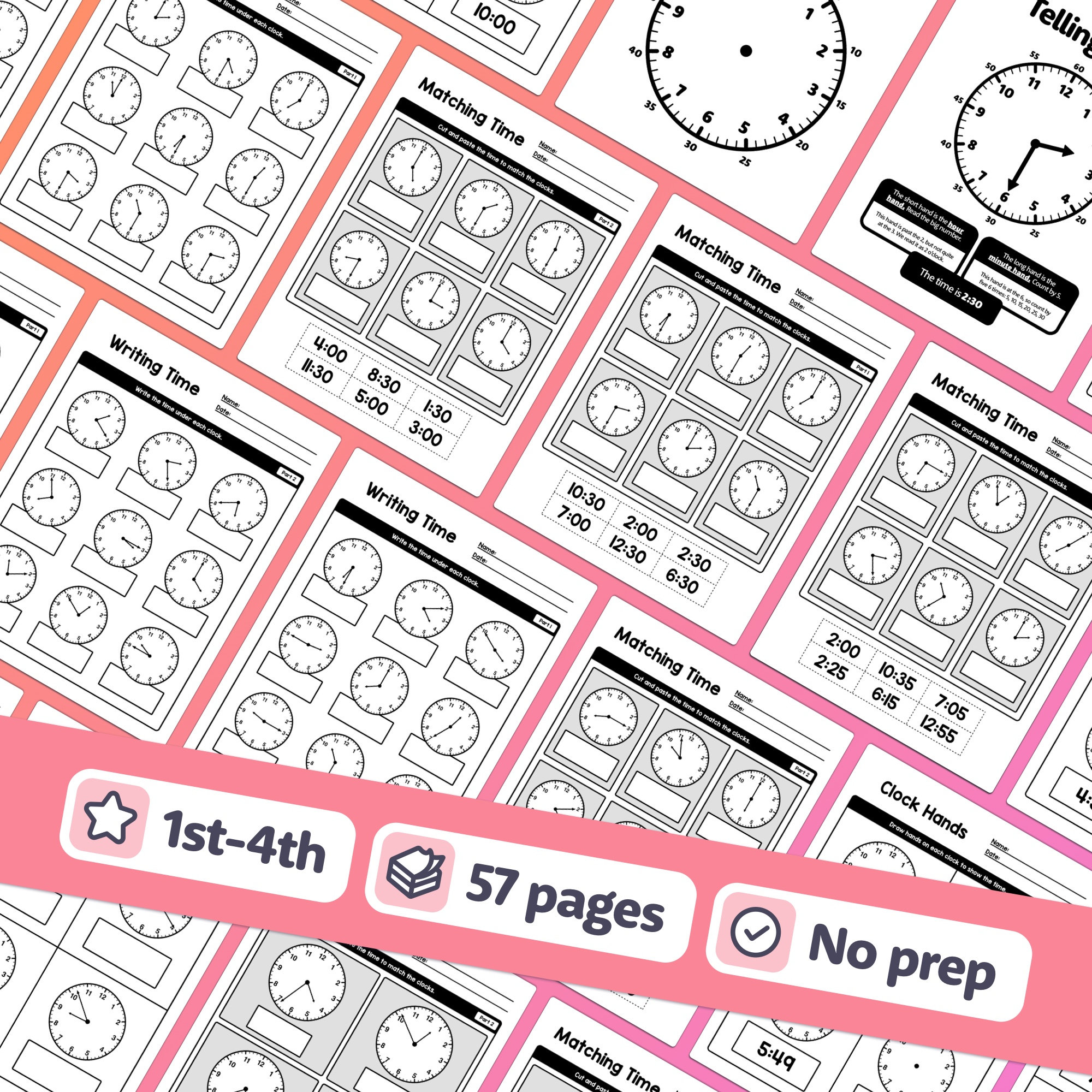 No Prep Analog Clocks Bundle | 1st, 3rd, 2nd Grade Telling Time ...