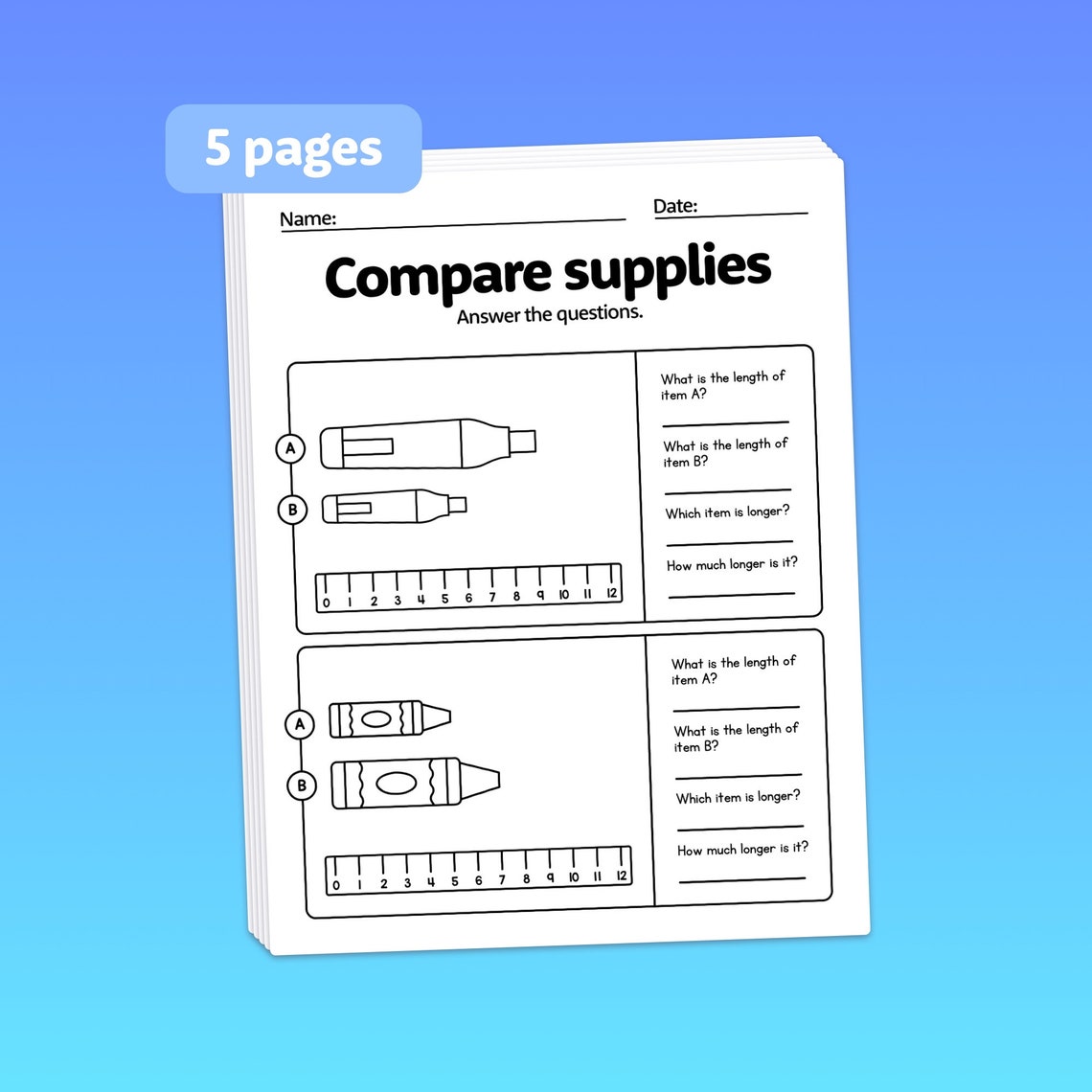 Measuring Length Worksheets | 1st Grade Length, 2nd Grade Length ...