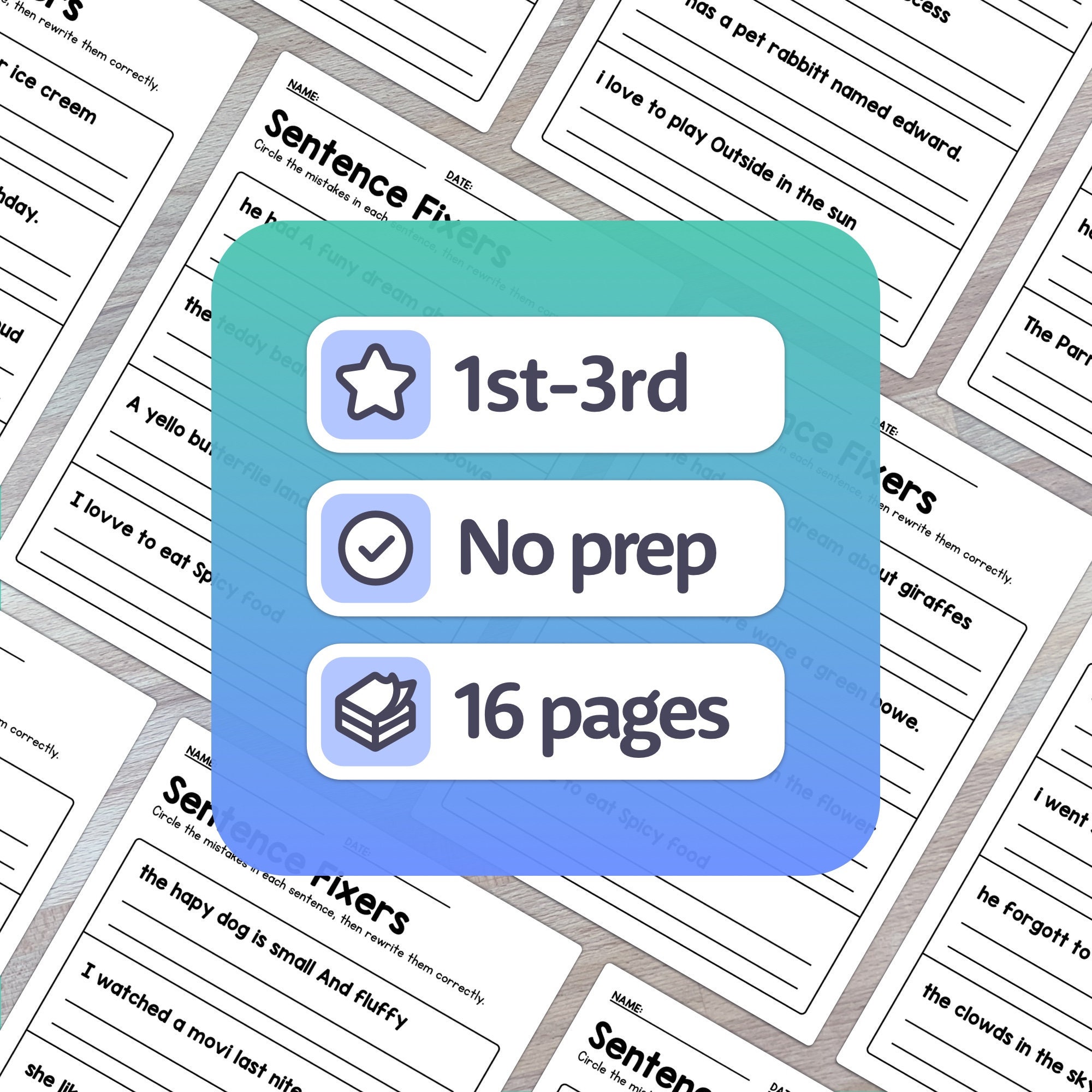 No Prep Fixing Sentences Worksheets | 1st, 2nd, 3rd Grade, & ESL ...