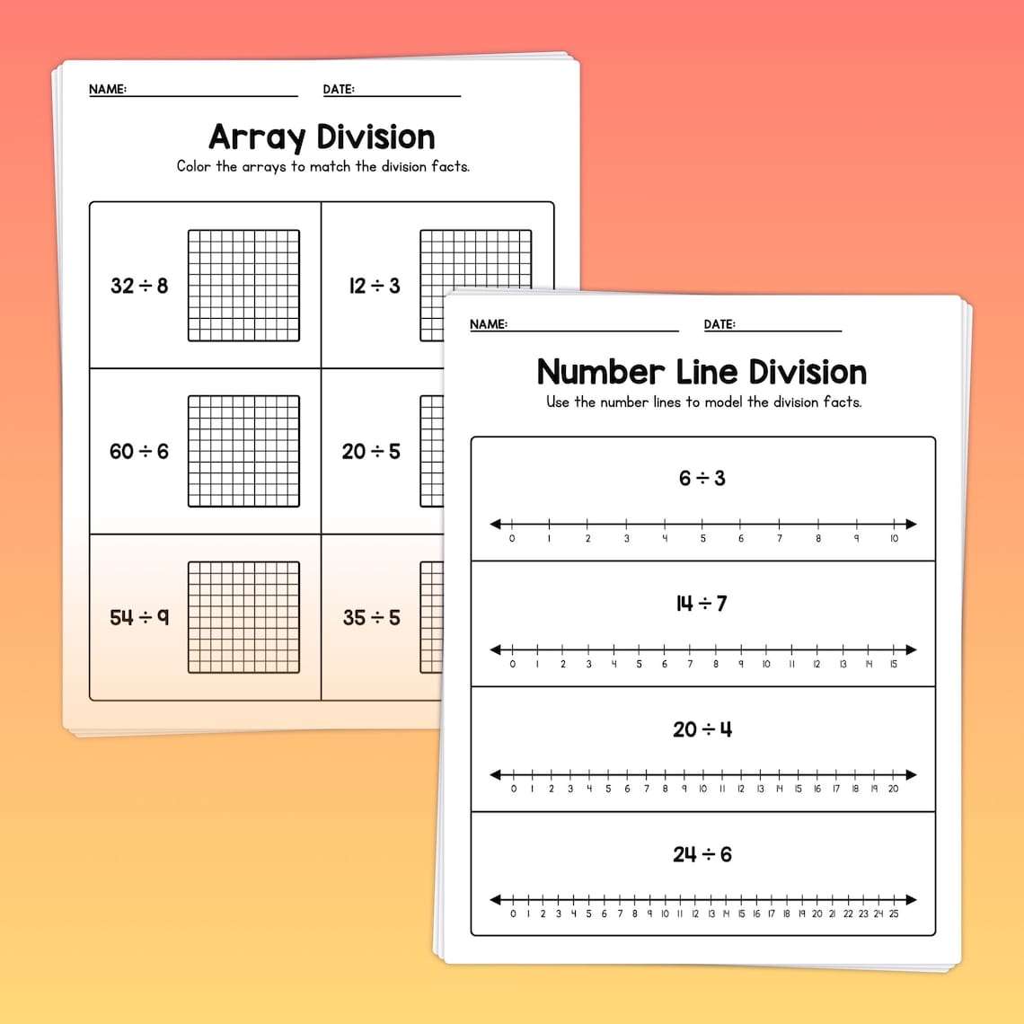 No Prep Division Worksheets 2nd, 4th, 3rd Grade Division Activities ...