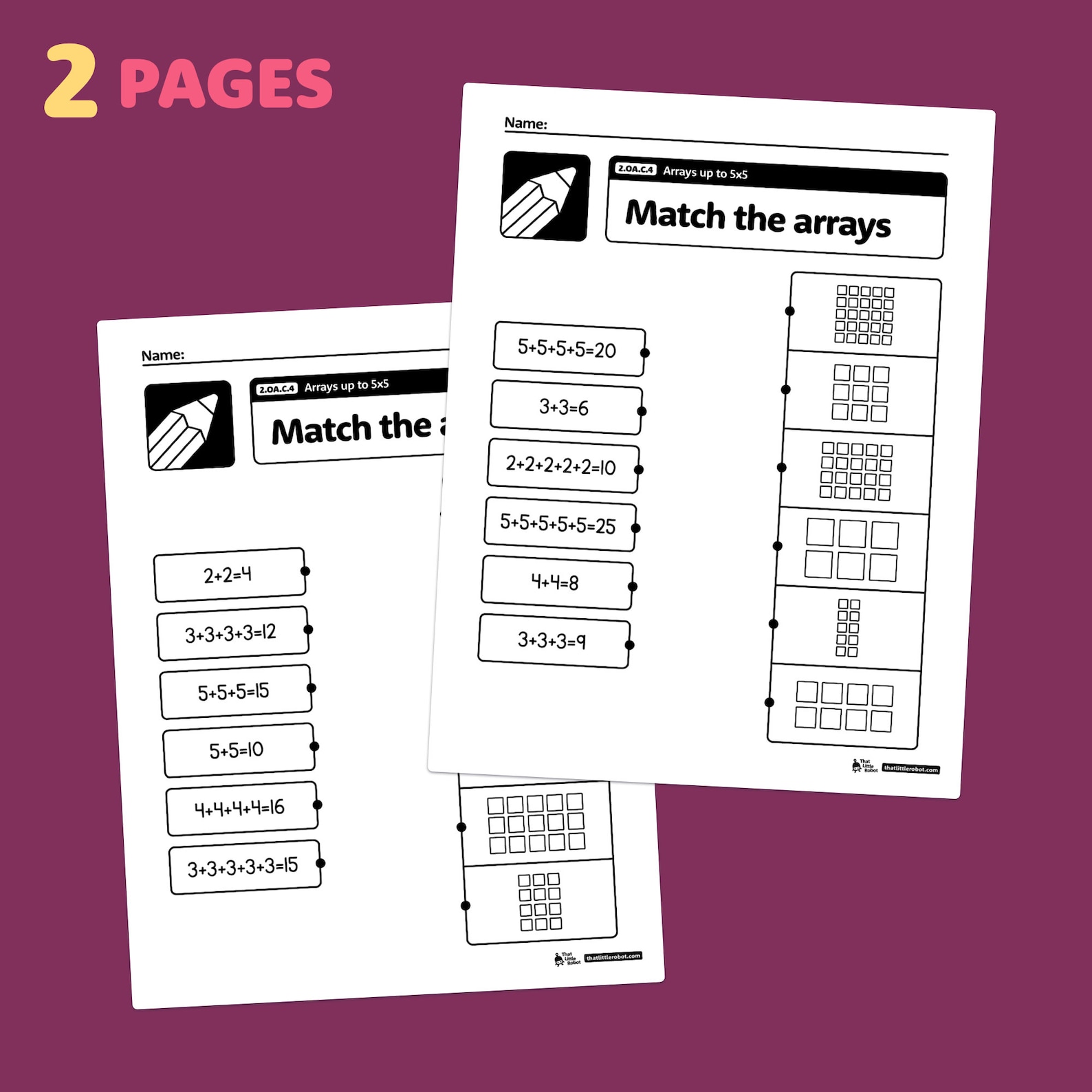 Arrays & Repeated Addition Worksheets 2nd Grade Rows and Columns Math ...