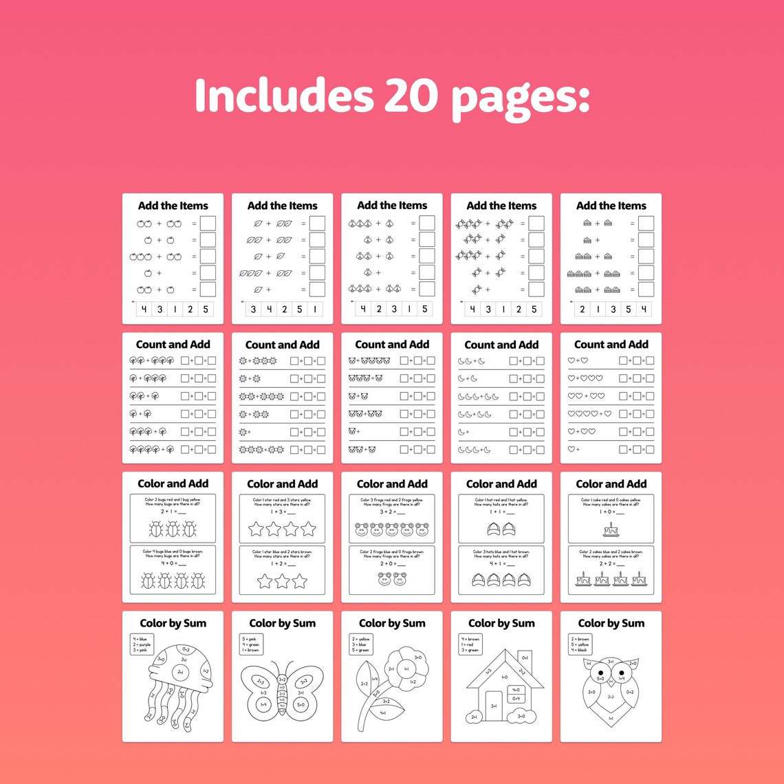 Addition Within 5 Worksheets Kindergarten Addition Worksheets, Pre-k ...