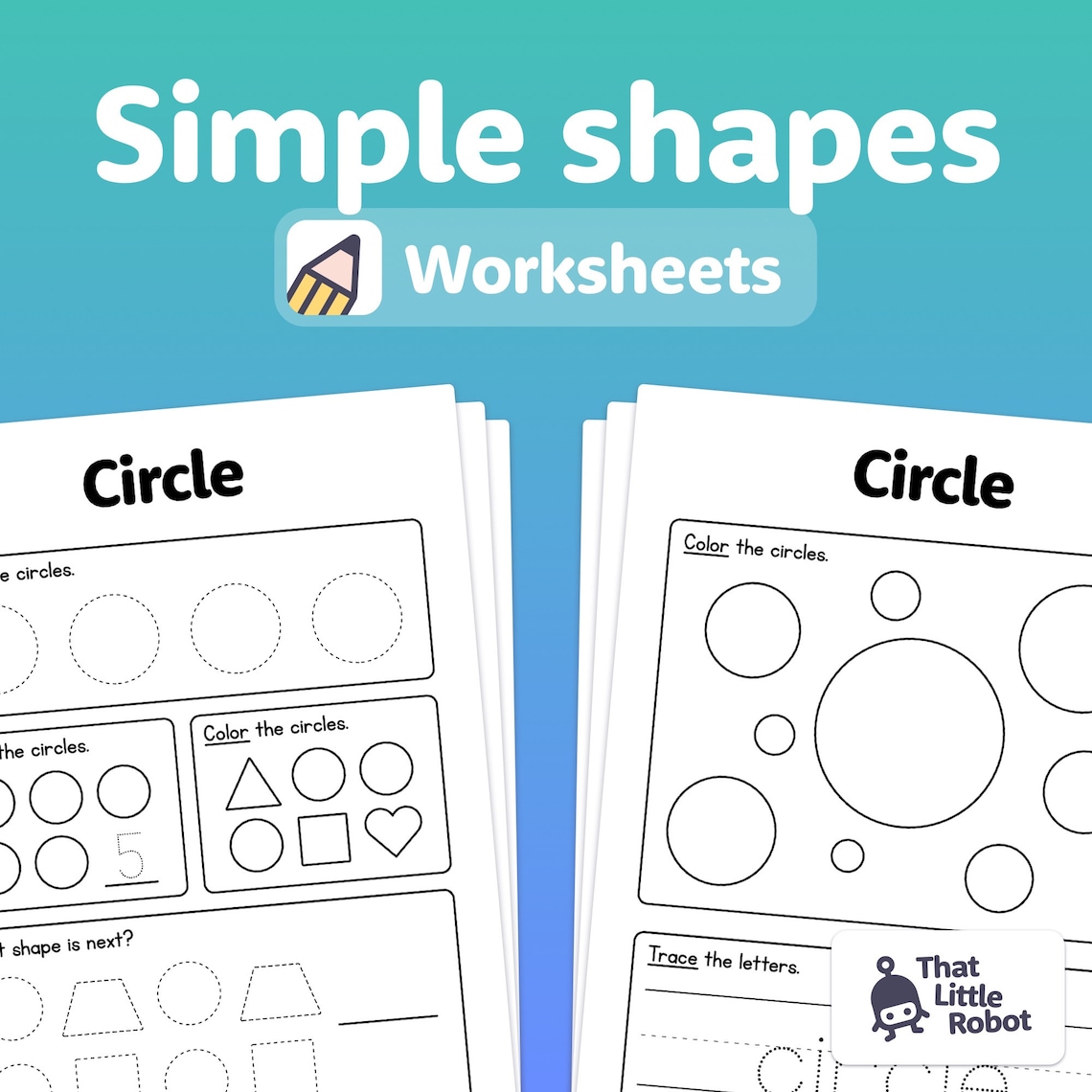 Simple 2D Shape Worksheets | Pre-k Shapes, Kindergarten Shapes, 1st ...