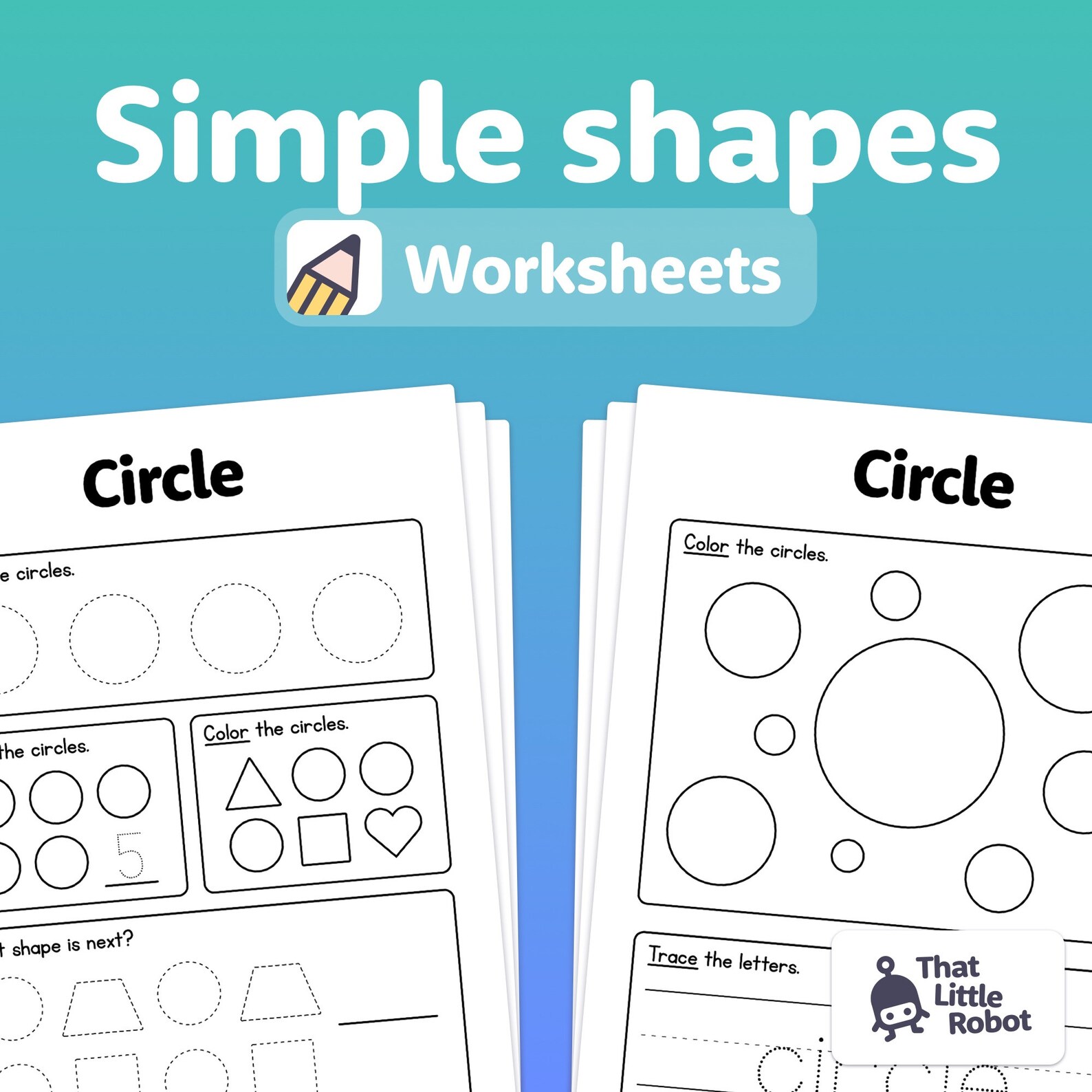 Simple 2D Shape Worksheets | Pre-k Shapes, Kindergarten Shapes, 1st ...