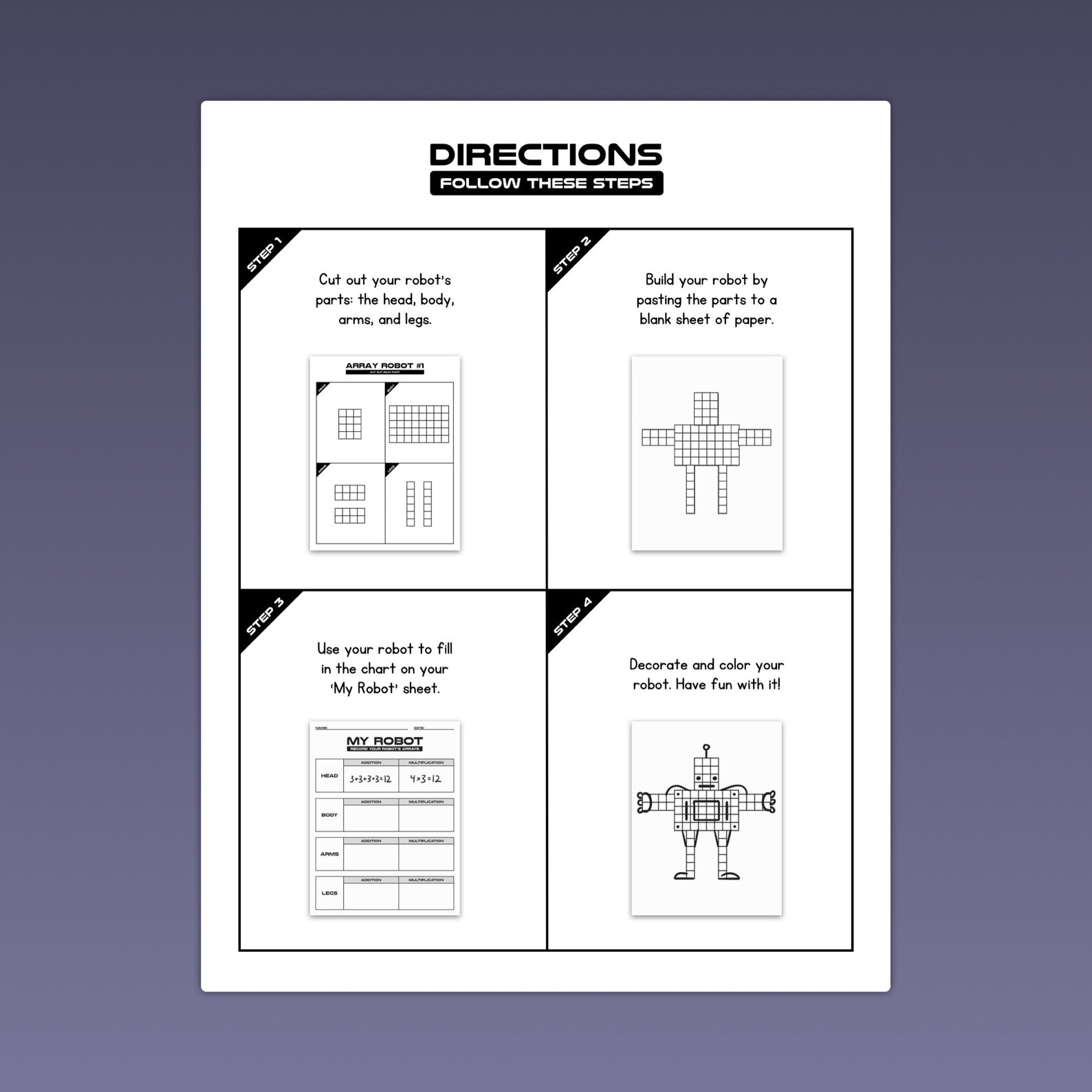 No Prep Multiplication Arrays Activity | 3rd & 4th Grade Math Center ...