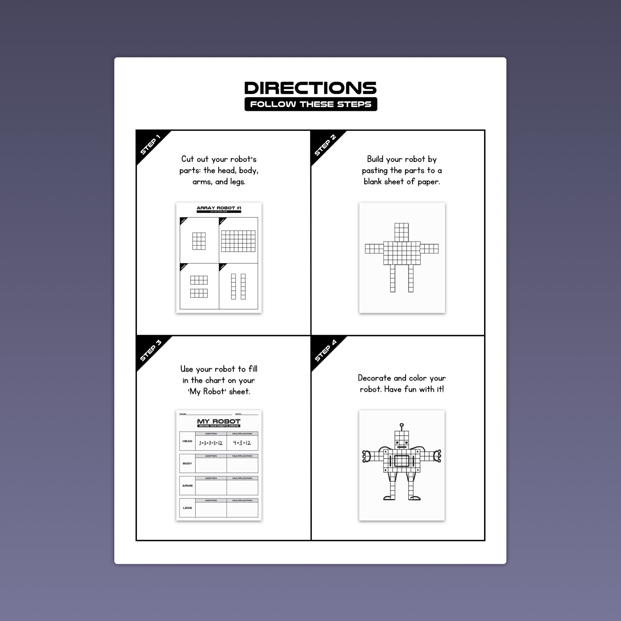 No Prep Multiplication Arrays Activity | 3rd & 4th Grade Math Center ...