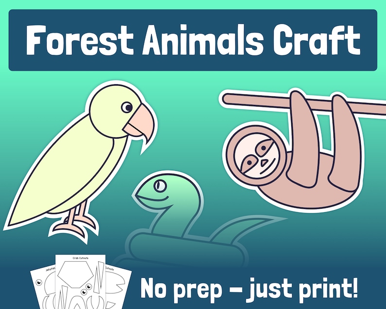 Forest Animal Craft Pre-k Kindergarten 1st Grade Cut & - Etsy