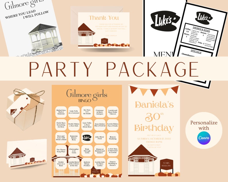 Gilmore Girls Fall Party Pack, Printable, Bachelorette Theme Decor ...