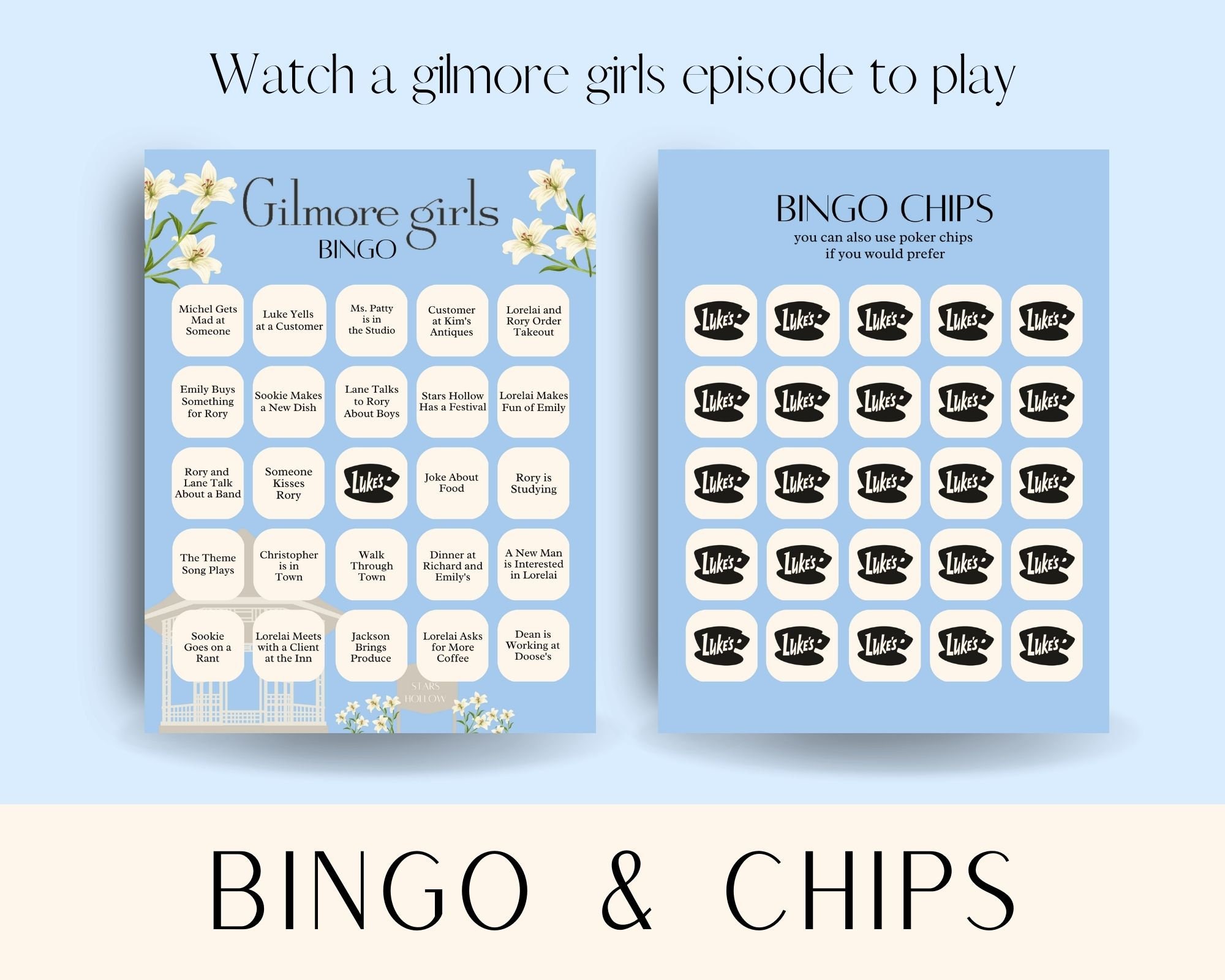 Gilmore Girls Themed Printable Party Package, Bachelorette Theme Decor ...