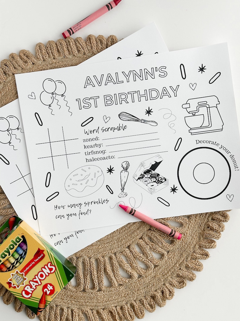 Donut Birthday Coloring Sheet, Printable, Customizable, Birthday ...