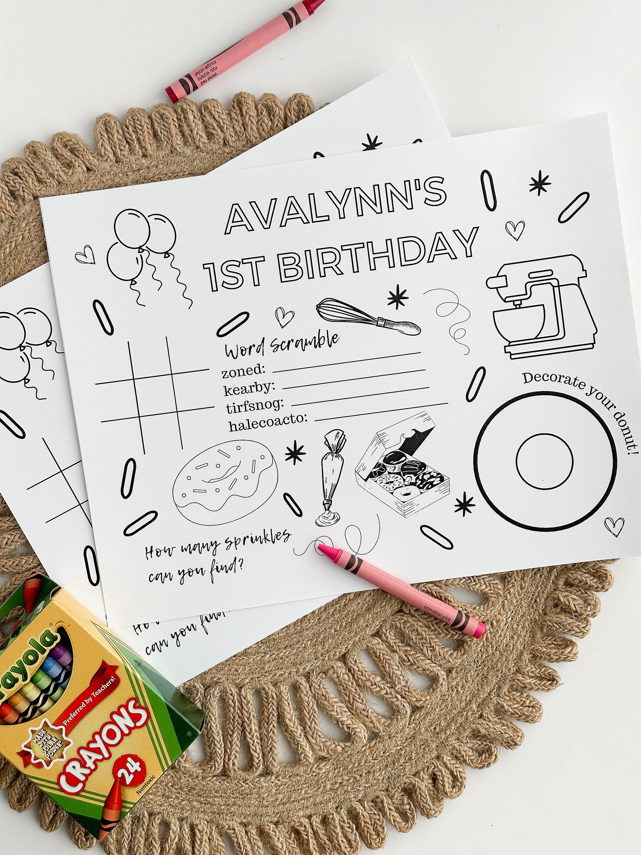 Donut Birthday Coloring Sheet, Printable, Customizable, Birthday ...