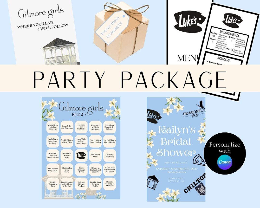 Gilmore Girls Themed Printable Party Package, Bachelorette Theme Decor ...