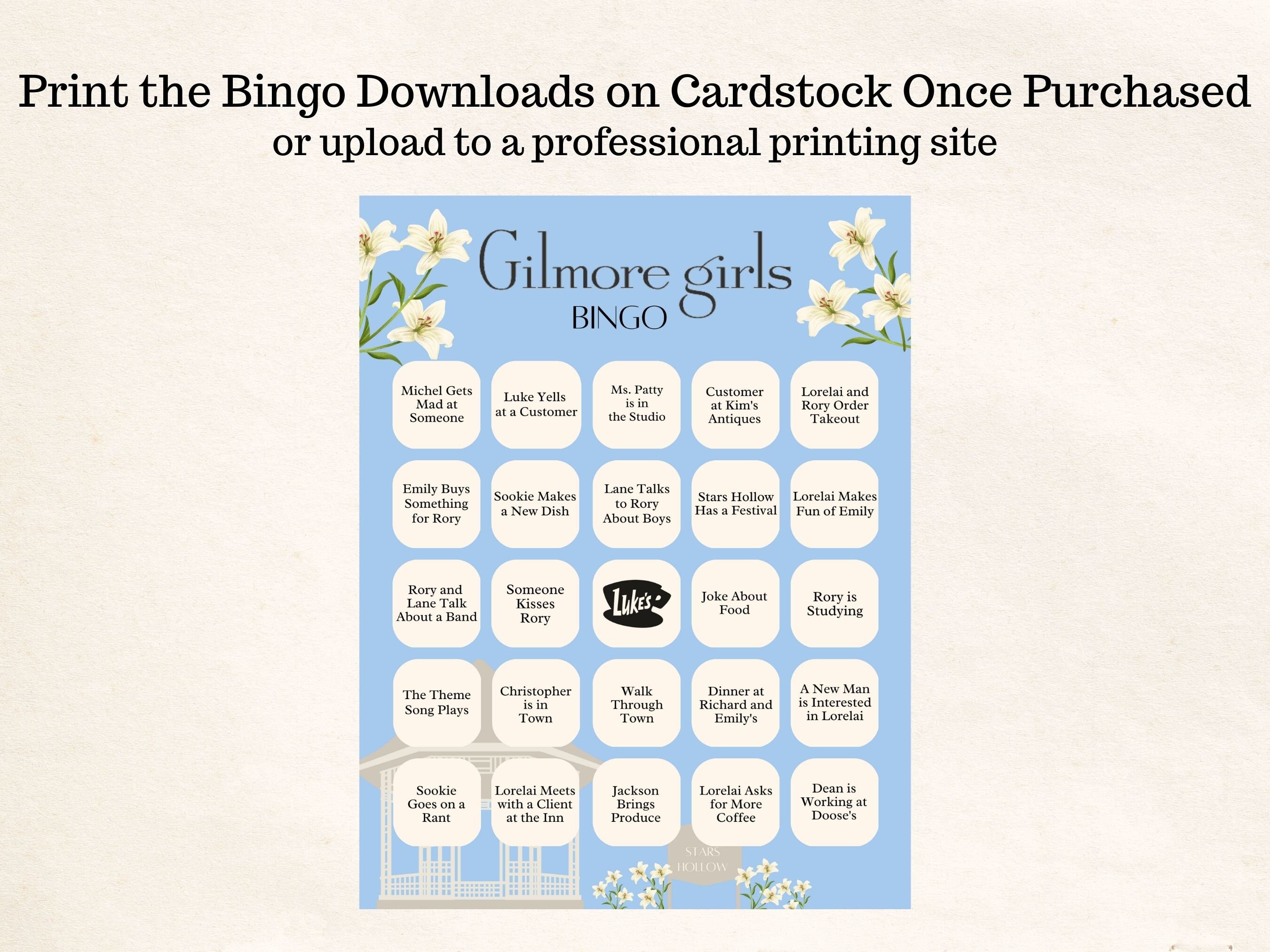 Spring Gilmore Girls Bingo Game Activity, Birthday Theme, Baby Shower ...