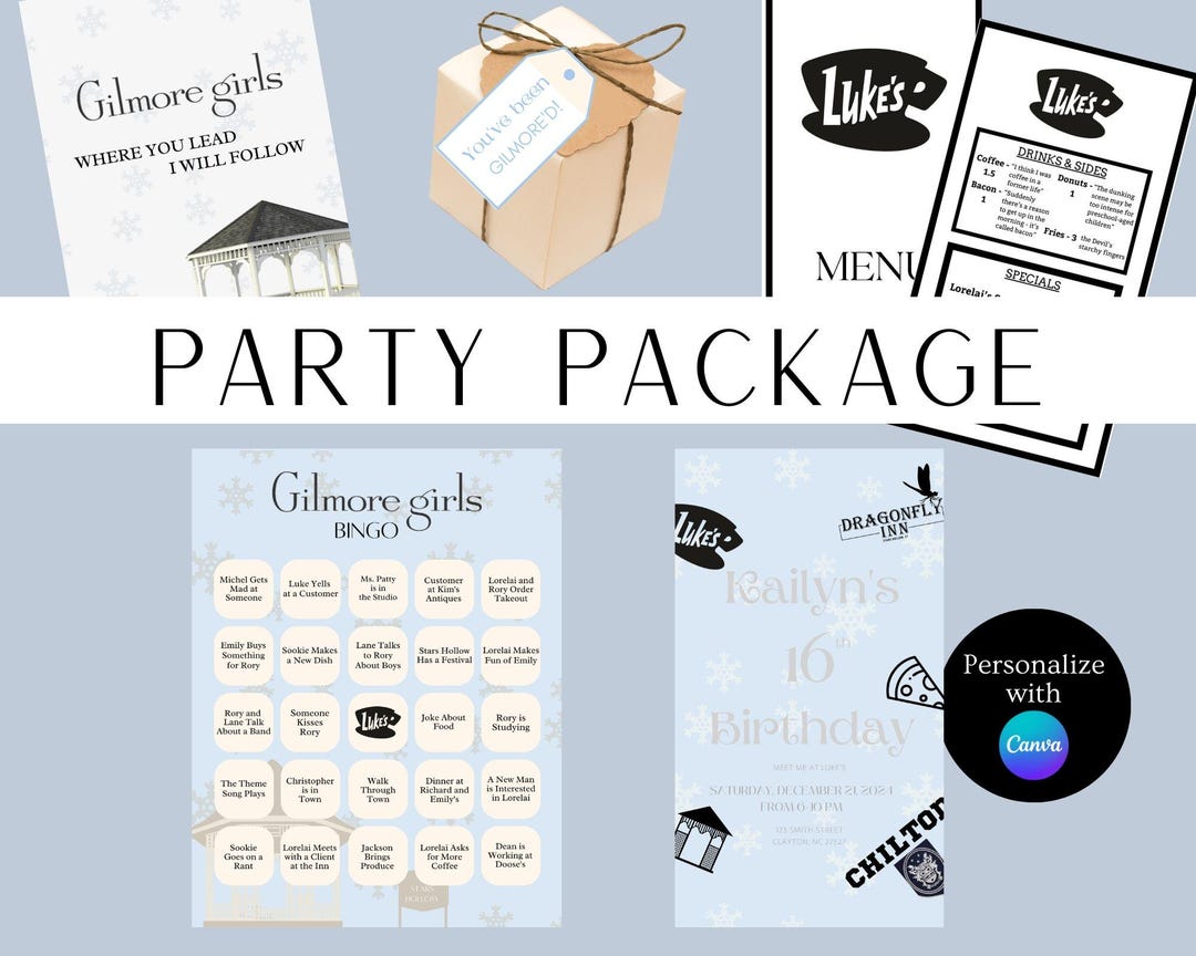 Gilmore Girls Themed Printable Party Package, Bachelorette Theme Decor ...