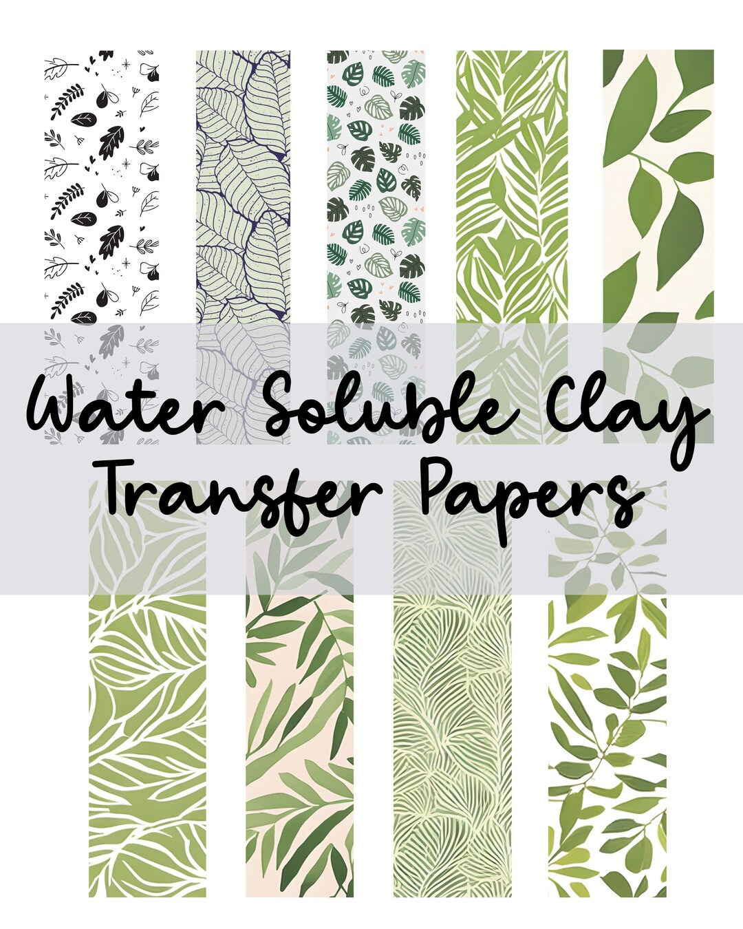 Leaves Leaf Patterns Transfer Papers 1-9 | Water Soluble Polymer Clay ...