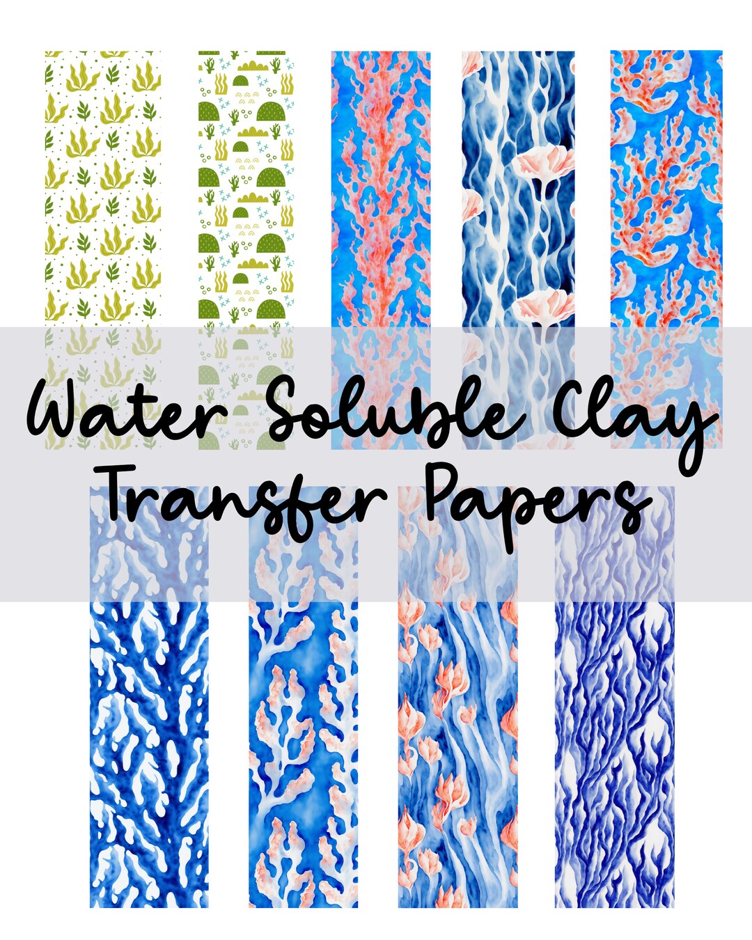 Ocean Themed Transfer Papers 19-27 | Water Soluble Polymer Clay ...