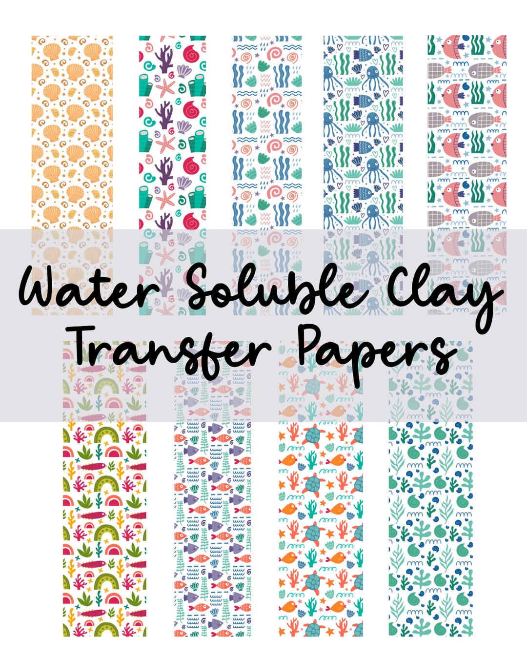 Ocean Themed Transfer Papers 10-18 | Water Soluble Polymer Clay ...