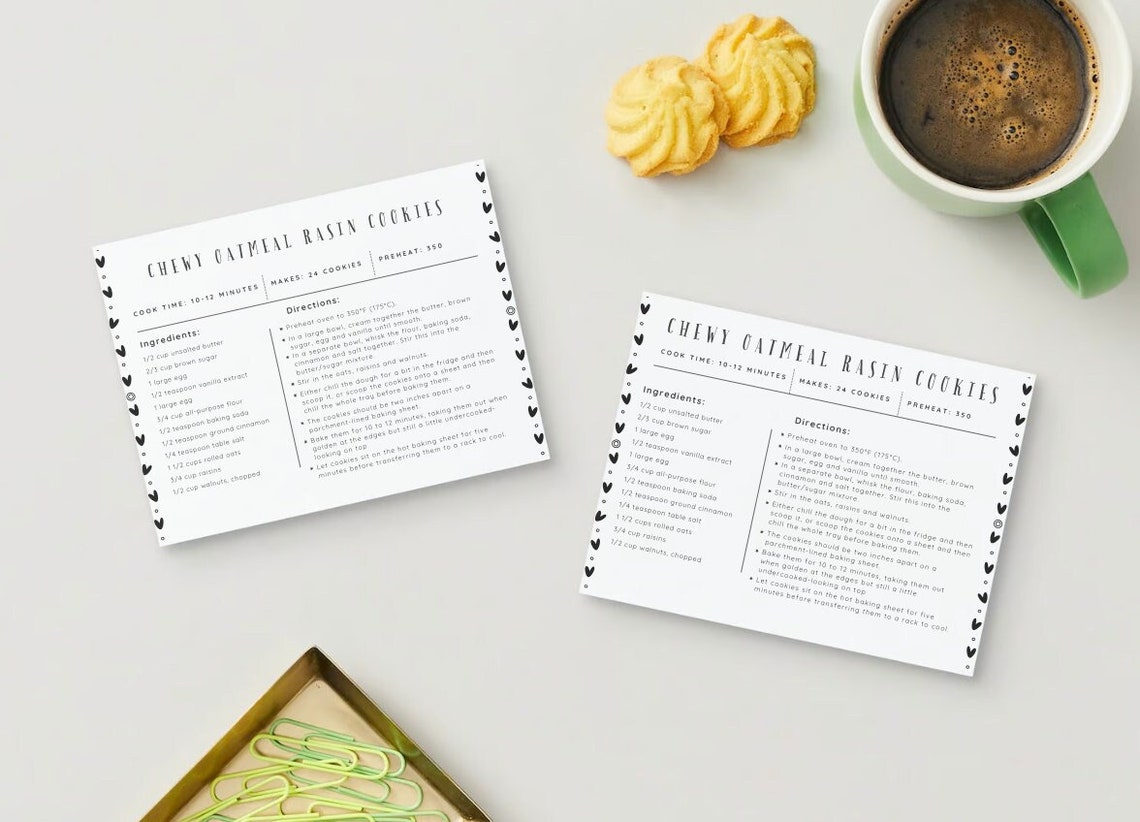 Editable Recipe Card Template, Simple Recipe Card, DIY Recipe Card, 5.5 ...