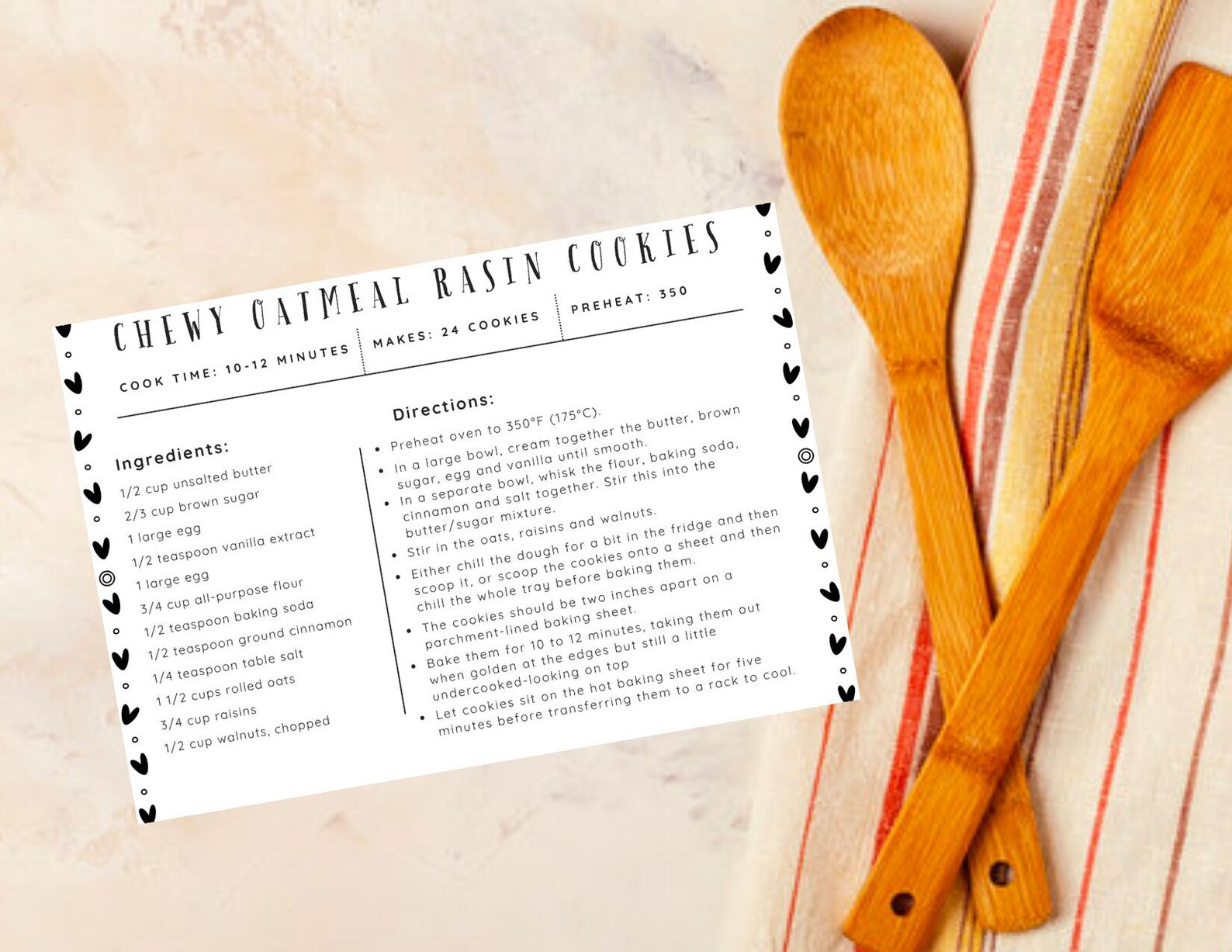Editable Recipe Card Template, Simple Recipe Card, DIY Recipe Card, 5.5 ...