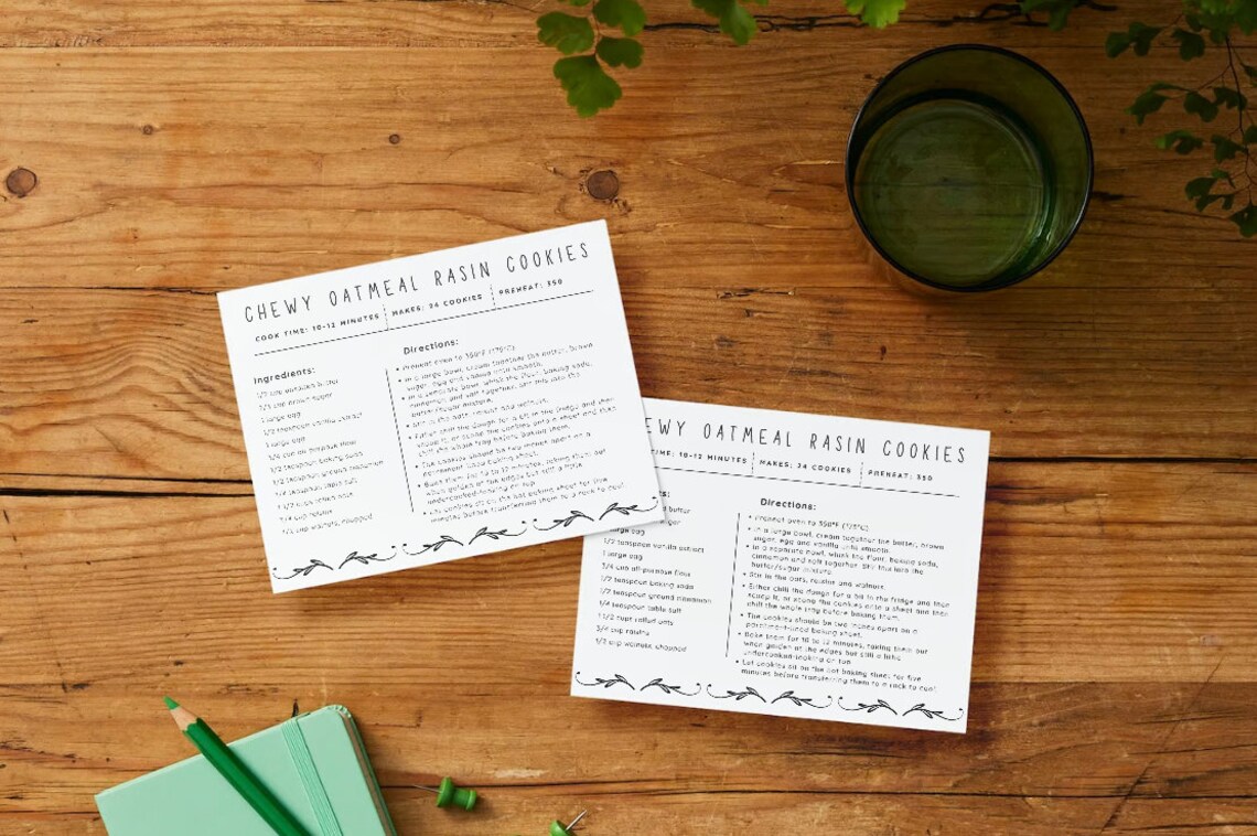 Editable Recipe Card Template, Minimalist Recipe Card, DIY Recipe Card ...