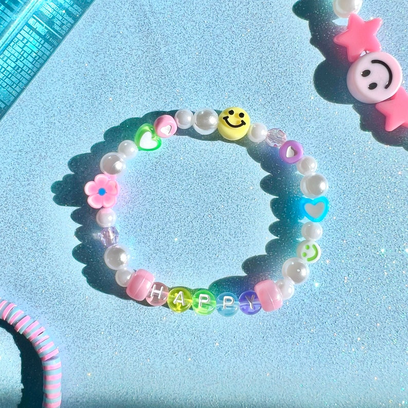 Happy Beaded Bracelet Positive Jewelry Affirmations - Etsy