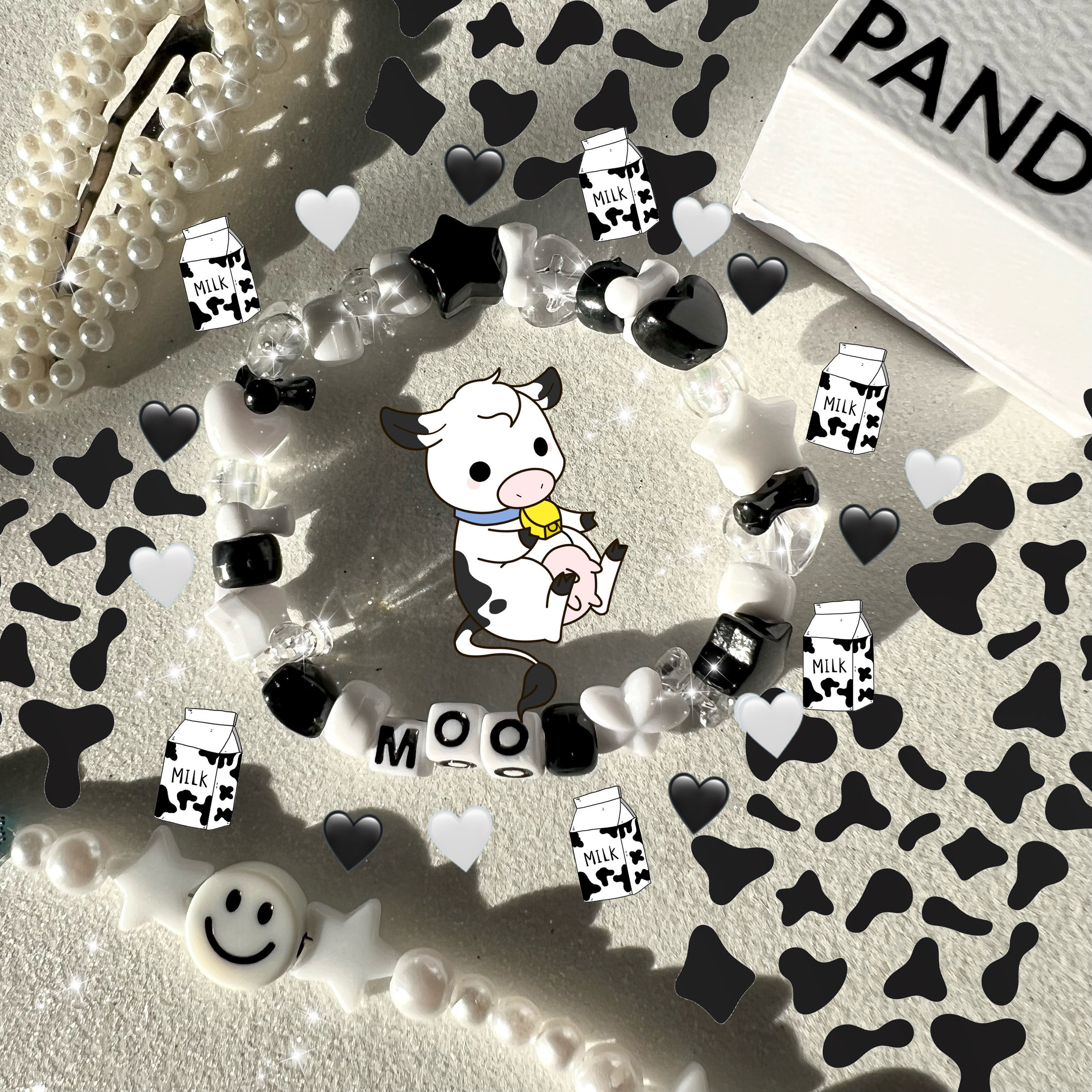 Moo Beaded Bracelet Cow Aesthetic Kandi Bracelet Y2K - Etsy