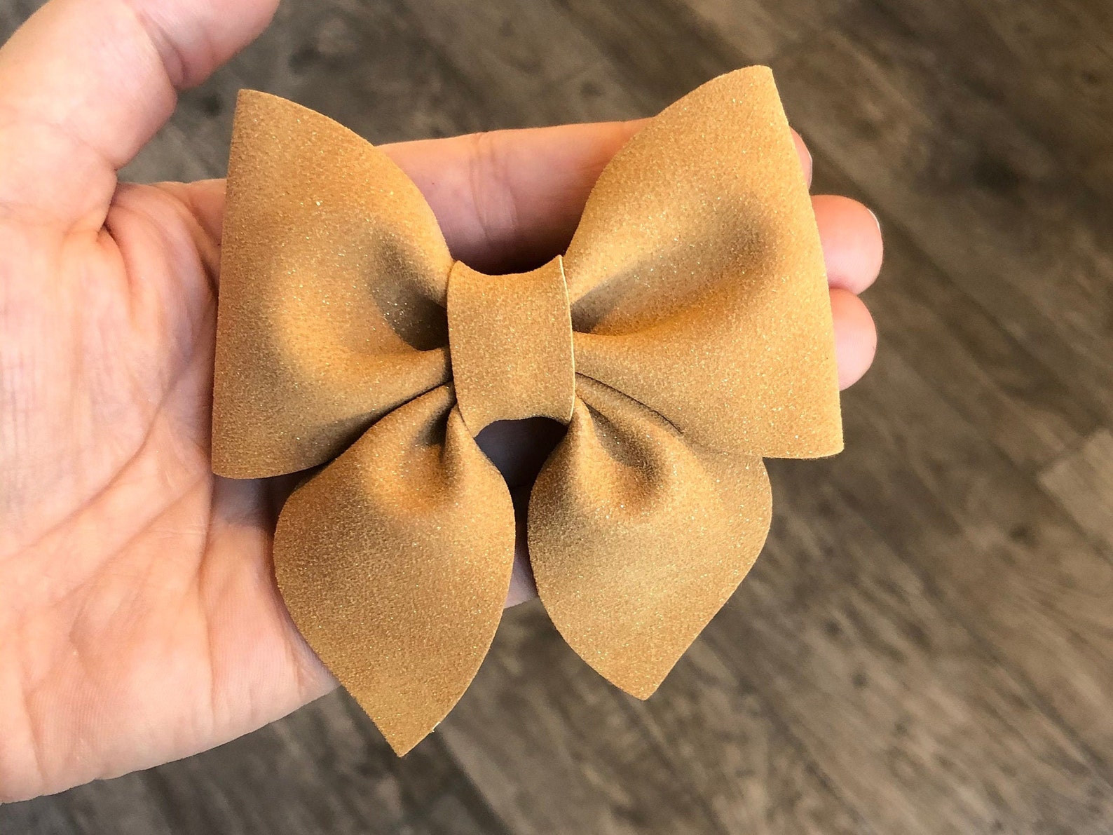 Sparkle suede hair bow faux suede Hair Bow pretty Hair Bow | Etsy