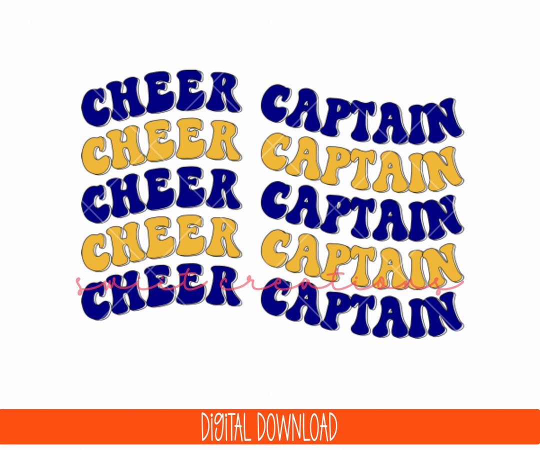 Cheer Captain PNG, Cheer Png, Blue and Gold Cheer Design, Cheerleading ...