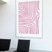 Baby Pink Line Art Print, Abstract Minimalist Geometric Digital Poster ...