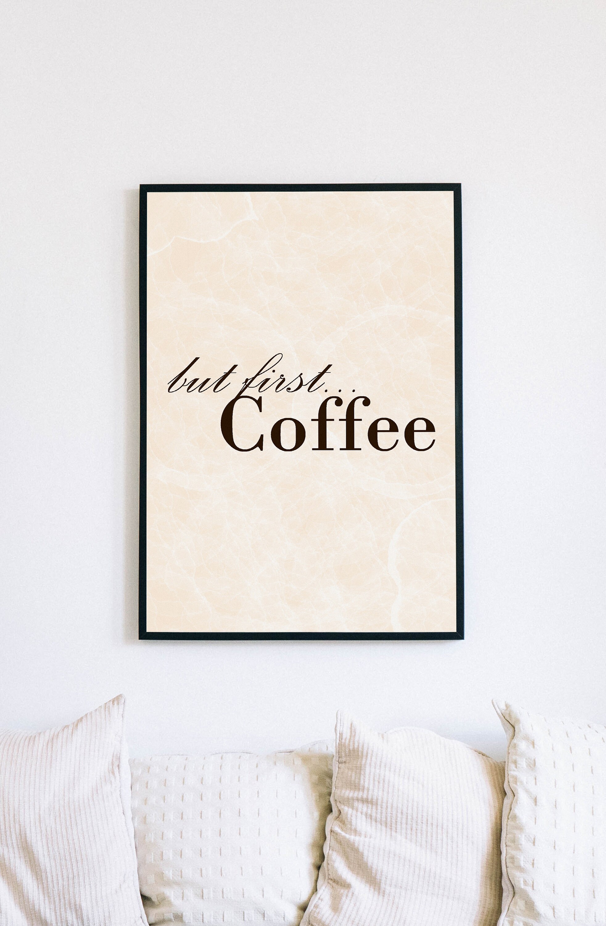 But First... Coffee Set of 2 Quote Prints, Creamy Beige Kitchen Wall ...