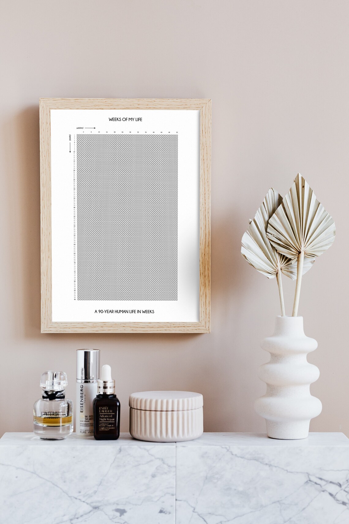 90 Year Life Calendar in Weeks, Memento Mori Printable Reminder ...