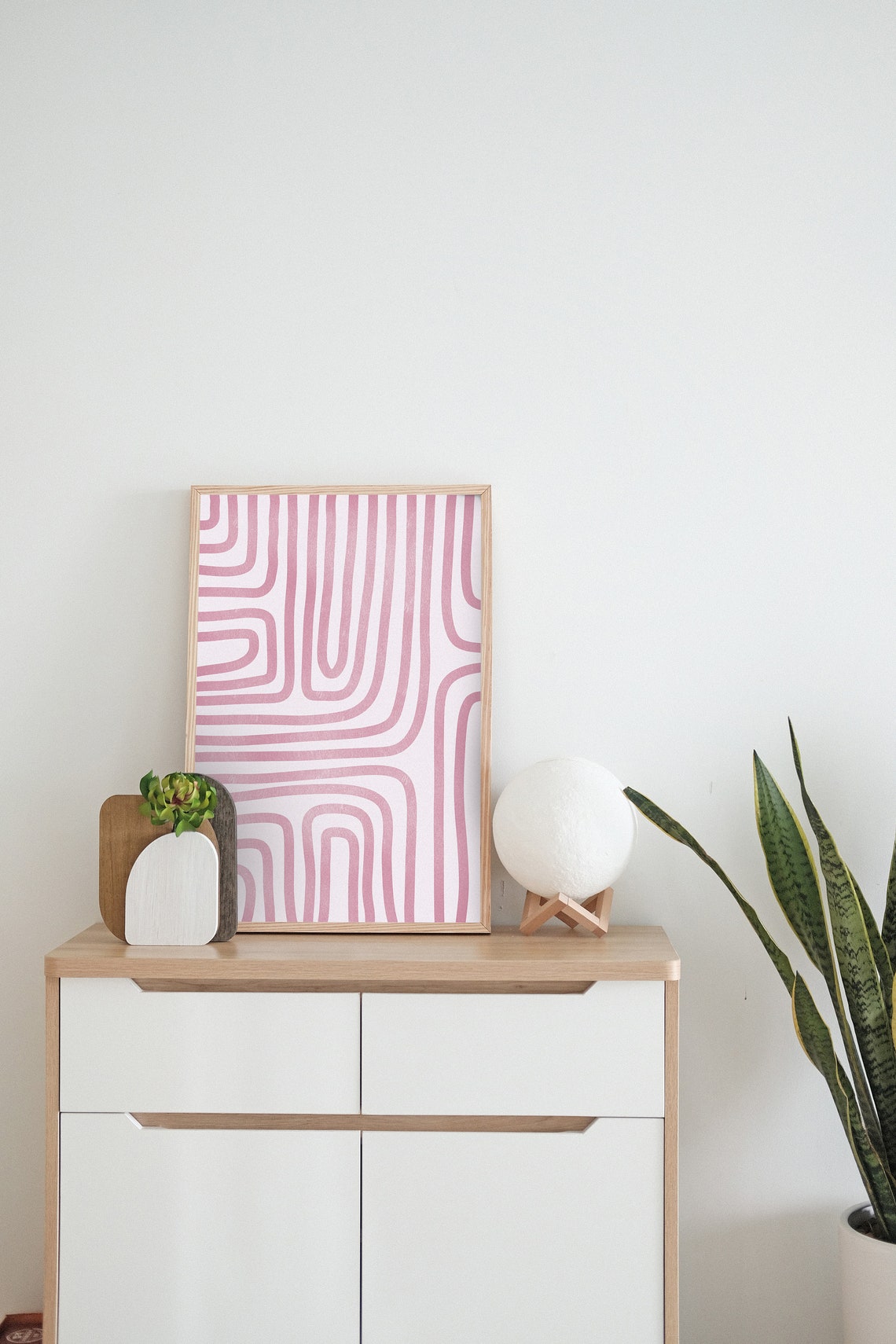 Baby Pink Line Art Print Abstract Minimalist Geometric - Etsy