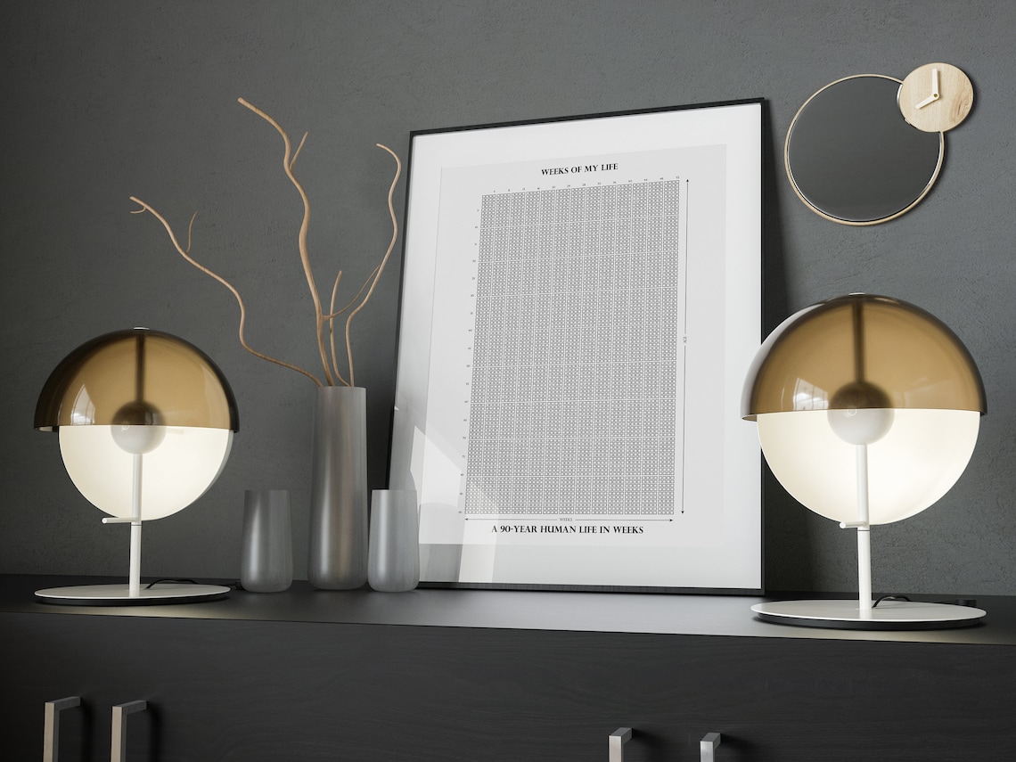 90 Year Life Calendar in Weeks, Memento Mori Printable Reminder ...