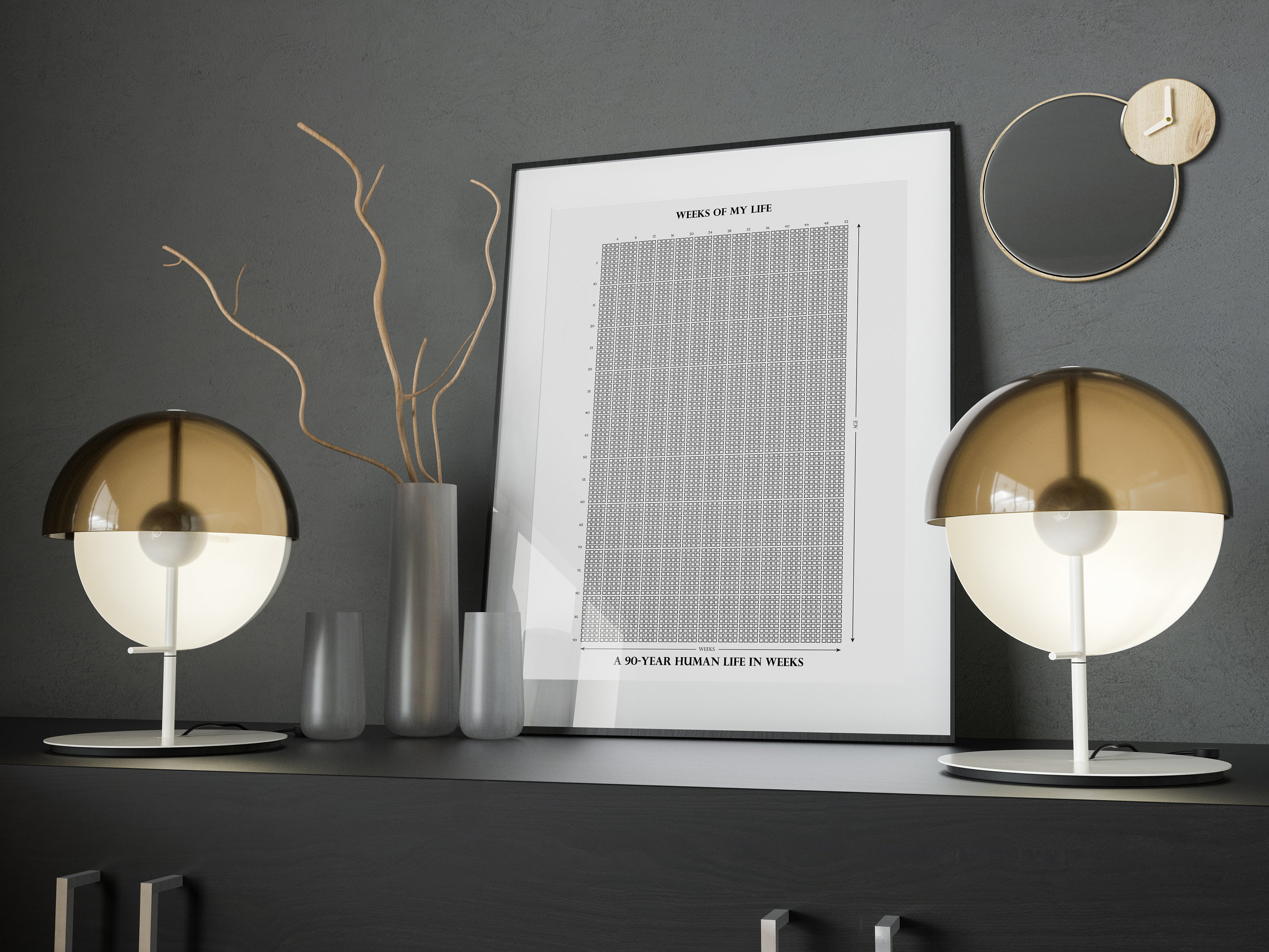 90 Year Life Calendar in Weeks, Memento Mori Printable Reminder ...