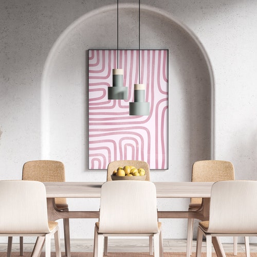 Baby Pink Line Art Print Abstract Minimalist Geometric - Etsy