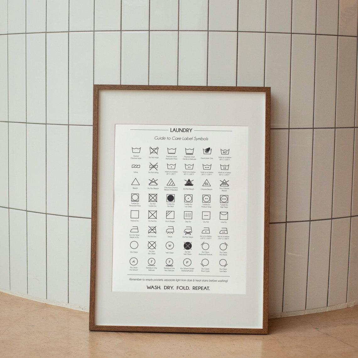 Laundry Guide to Care Label Symbols Print Laundry Room Wall - Etsy