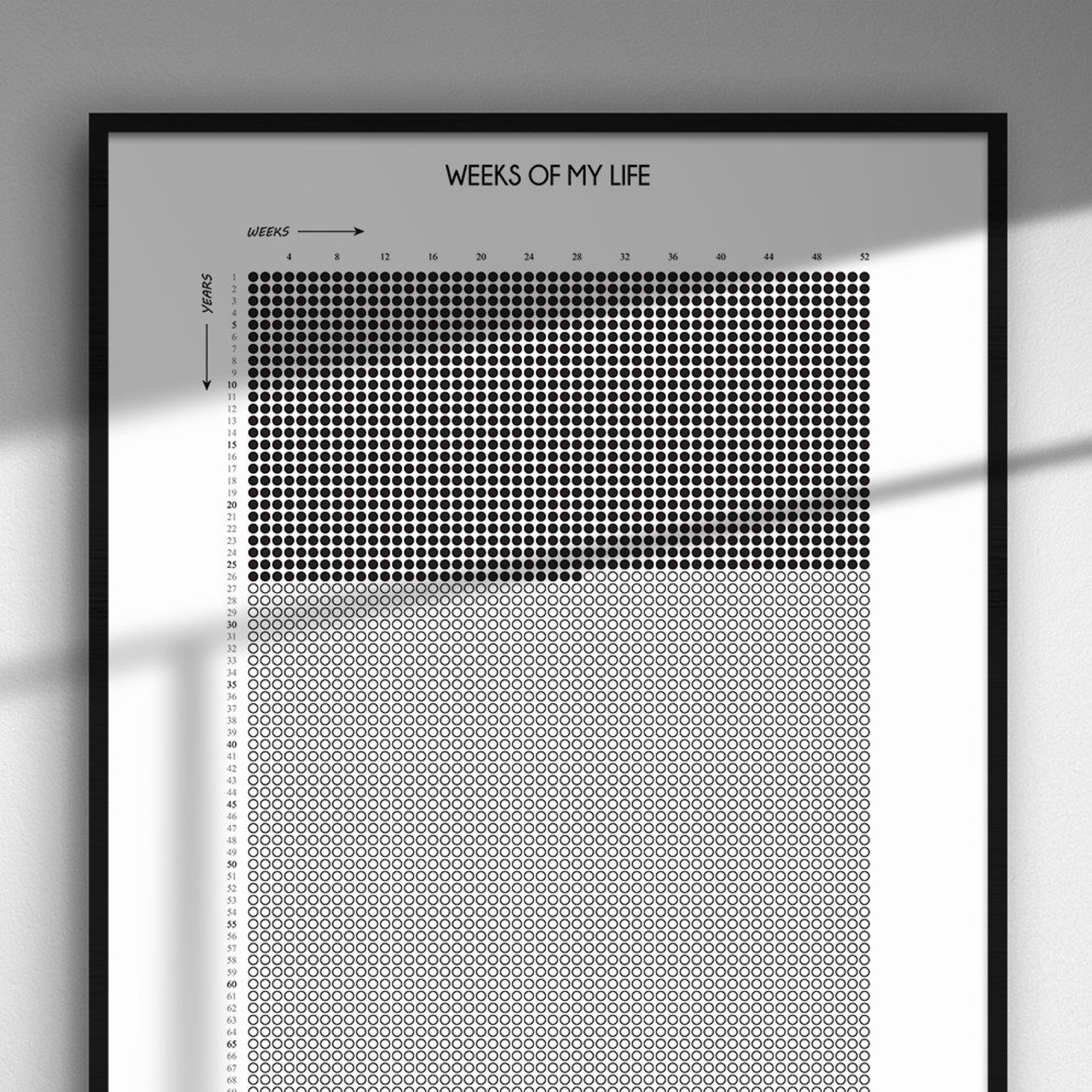 90 Year Life Calendar in Weeks, Memento Mori Printable Reminder ...