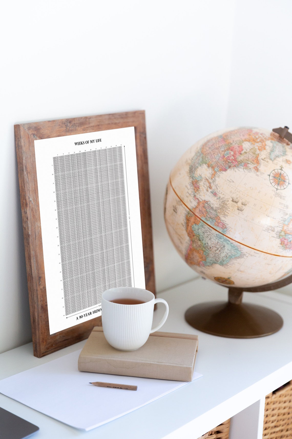 90 Year Life Calendar in Weeks, Memento Mori Printable Reminder ...
