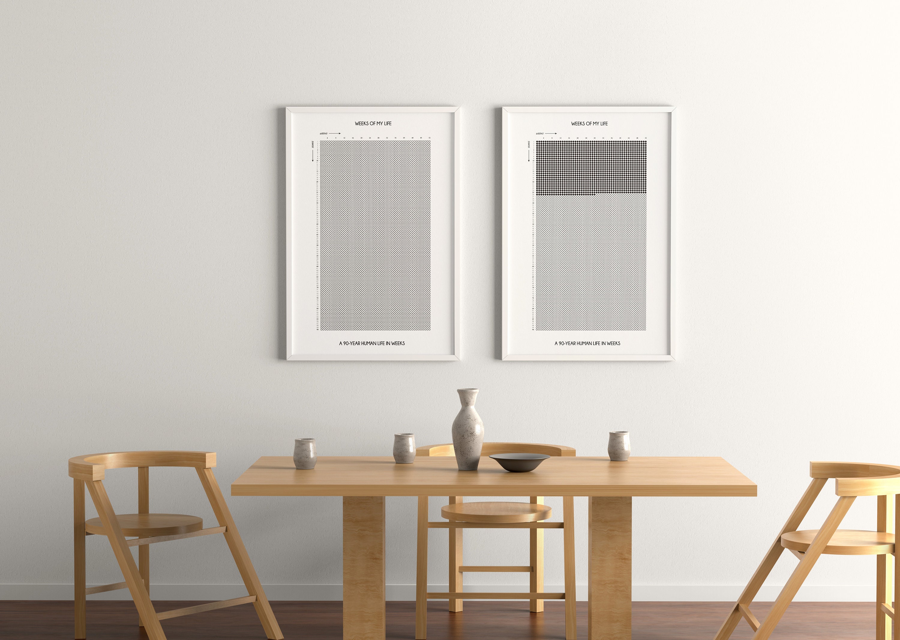 90 Year Life Calendar in Weeks, Memento Mori Printable Reminder ...