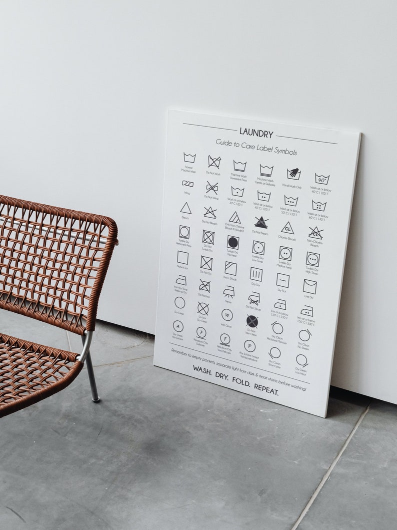 Laundry Guide to Care Label Symbols Print Laundry Room Wall - Etsy