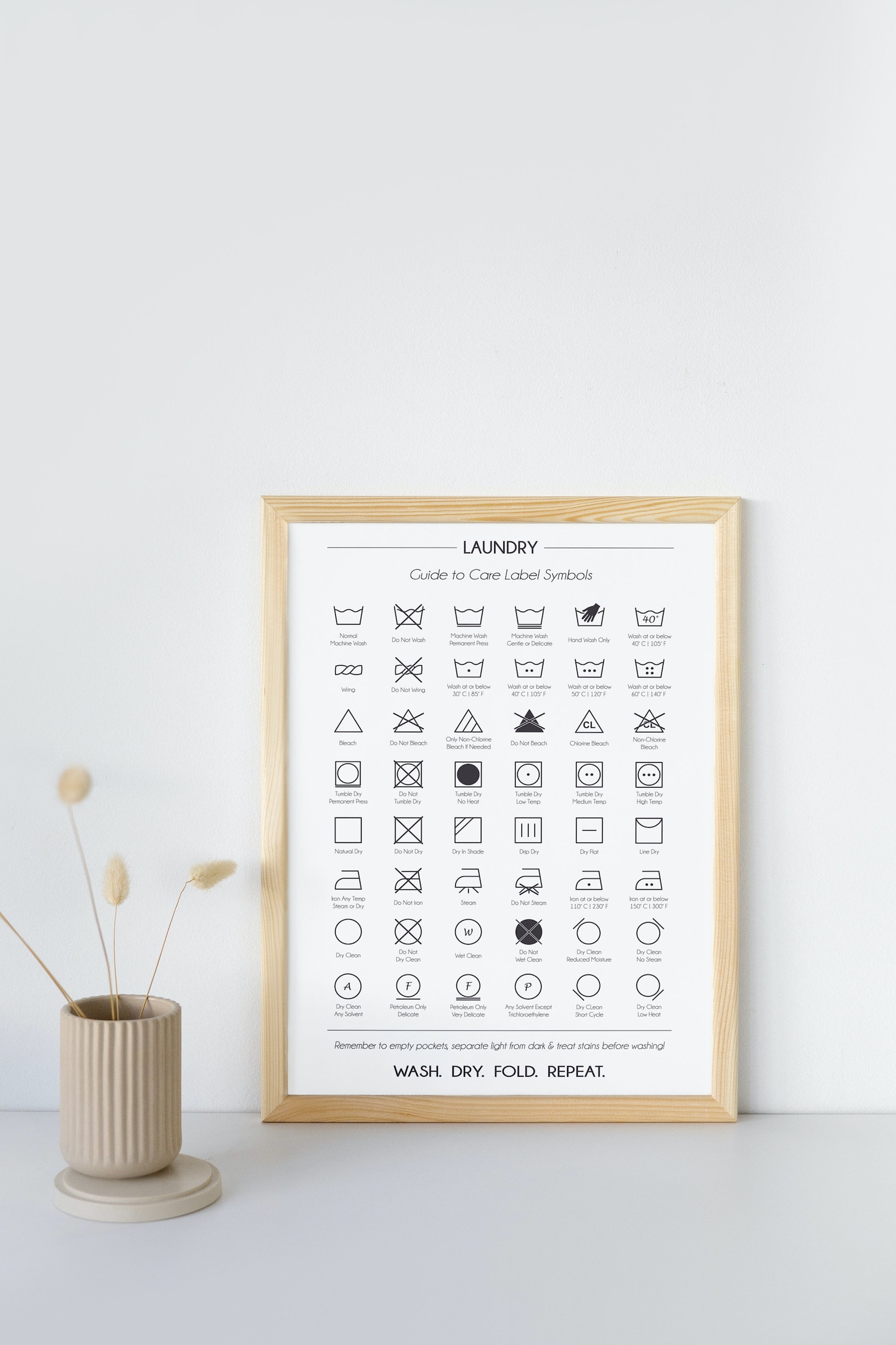 Laundry Guide to Care Label Symbols Print Laundry Room Wall - Etsy