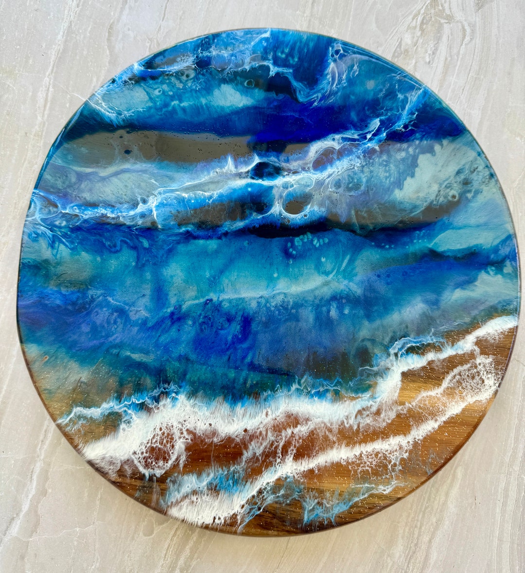 Ocean Themed Monkey Pod Lazy Susan - Etsy