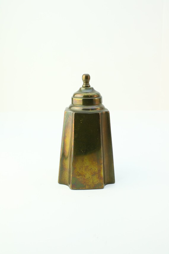 Vintage Brass Jar With Lid Art Deco Metal Container | Etsy