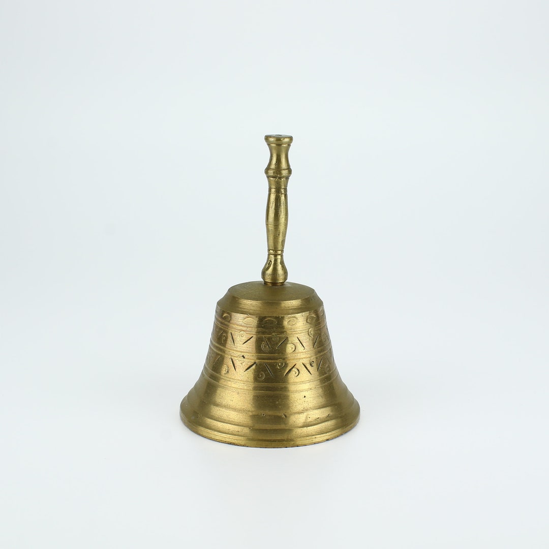 Vintage Brass Hand Bell - Solid Engraved Table Bell - Sanctus Bell ...