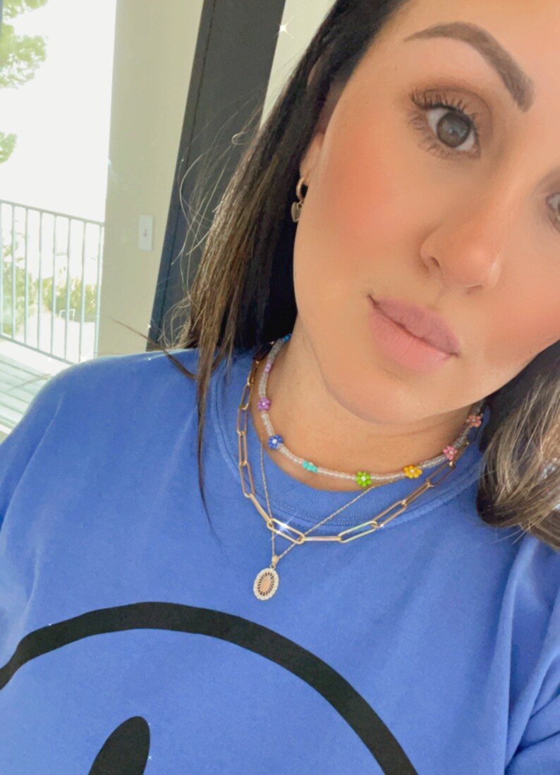 Alejandra Daisy Necklace Dainty Flower Necklace beaded | Etsy