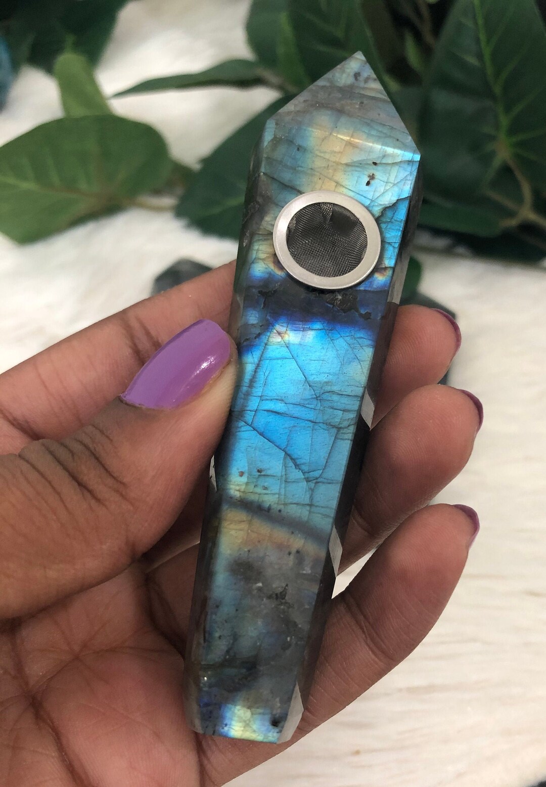 Crystal Pipe Gemstone Pipe Smoking Pipe Gift for a Friend Labradorite ...